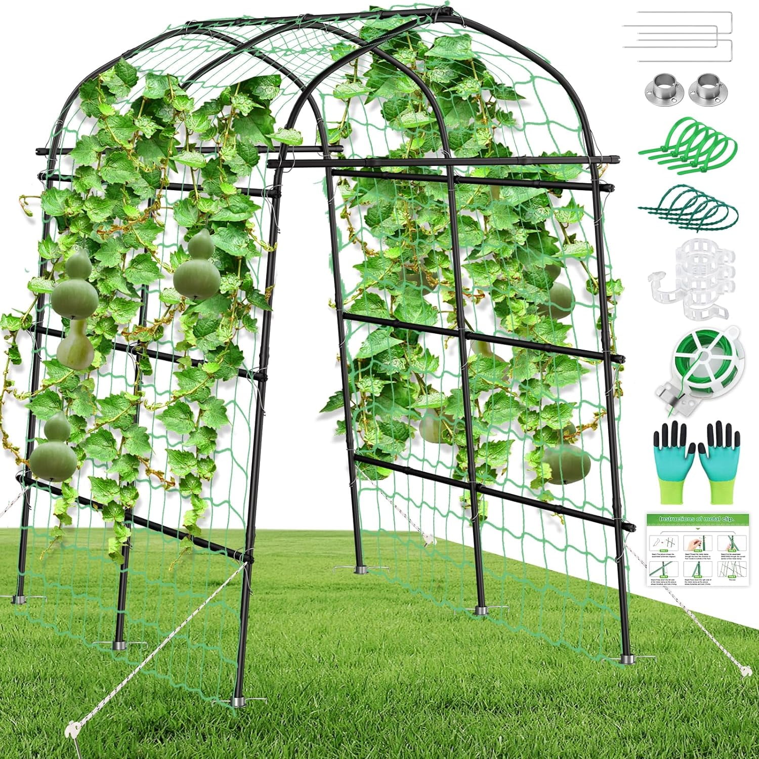 Garden Arch Trellis for Climbing Plants Outdoor, 7ft Extra Tall Metal ...