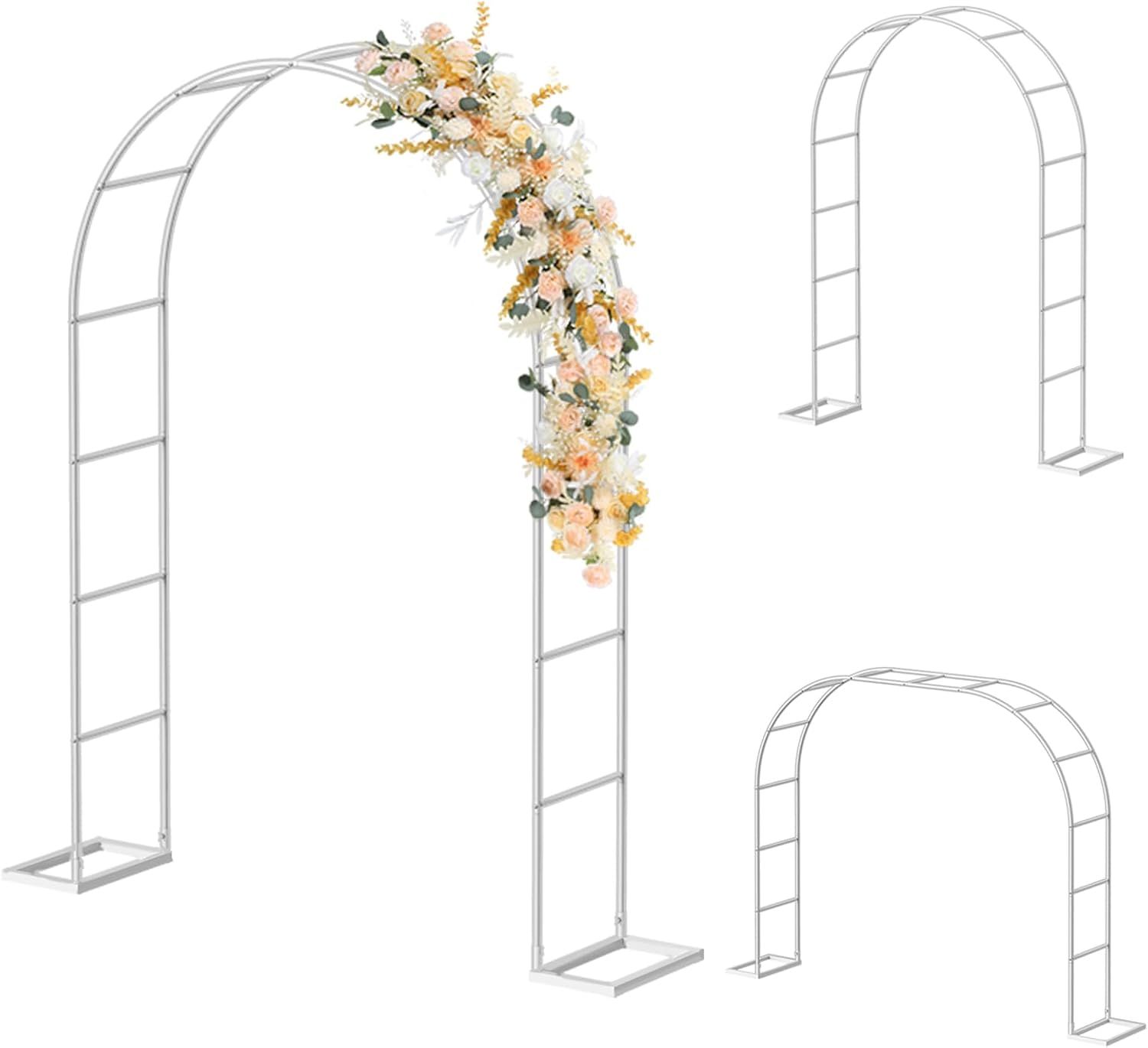 Garden Arch Trellis, Metal Garden Arbor with Base, 5.3'W x 7.6'H or 7.9 ...