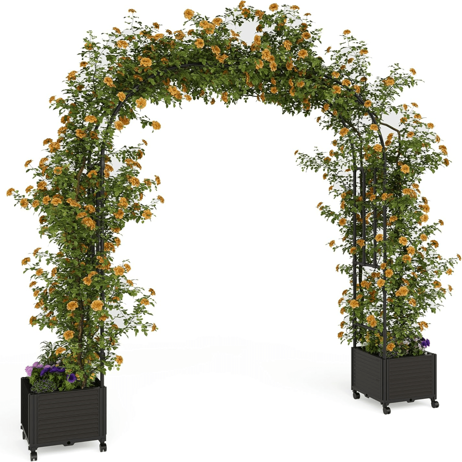 Garden Arch Trellis with Wheels for Climbing Plants Metal Arch Flowers ...