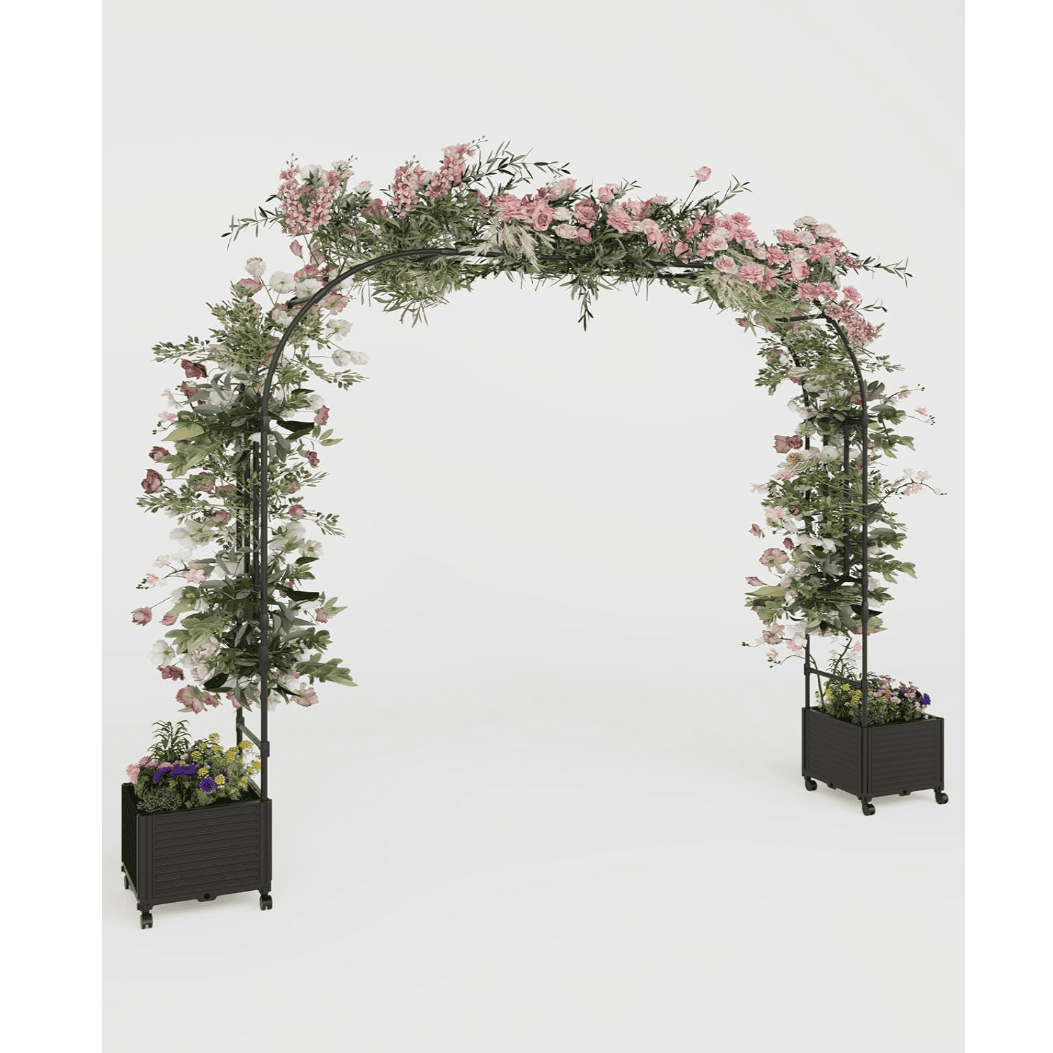 Garden Arch Trellis with Wheels for Climbing Plants Metal Arch Flowers ...