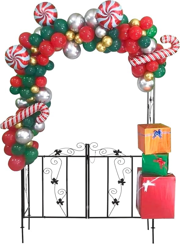 Garden Arch with Gate Outdoor Arbor for Various Climbing Plant Lawn ...