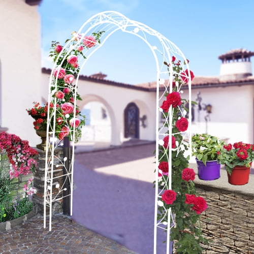 Garden Arches and Arbors, Outdoor Black Metal Arbor for Climbing Plants ...