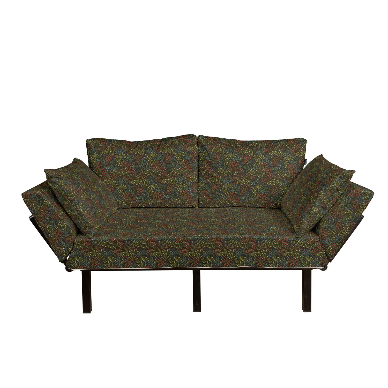 Garden Art Futon Couch, Tropic Wildlife Flower Silhouettes Greenery ...