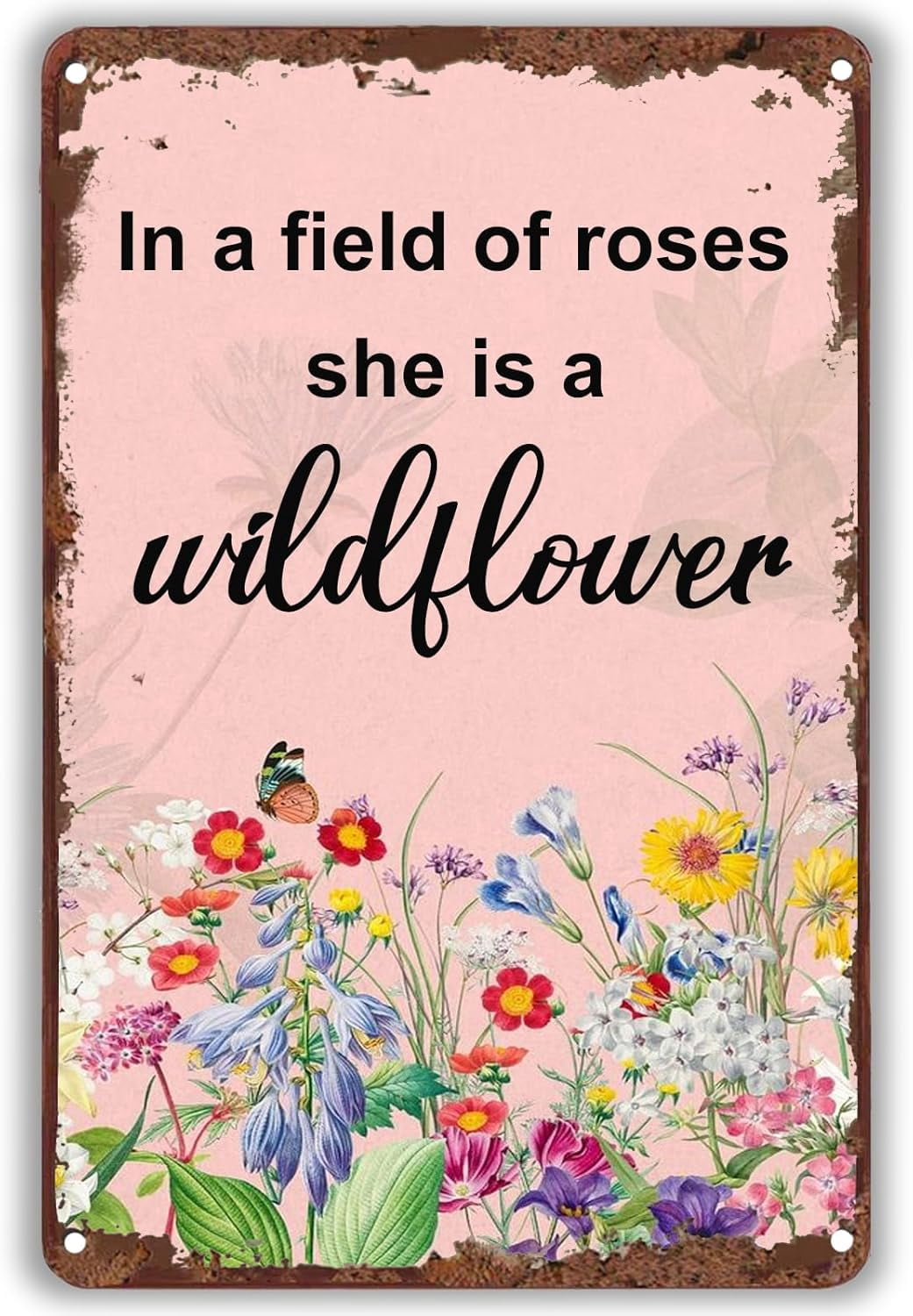 Garden Art Poster Vintage Tin Signs In A Field of Roses She is A ...