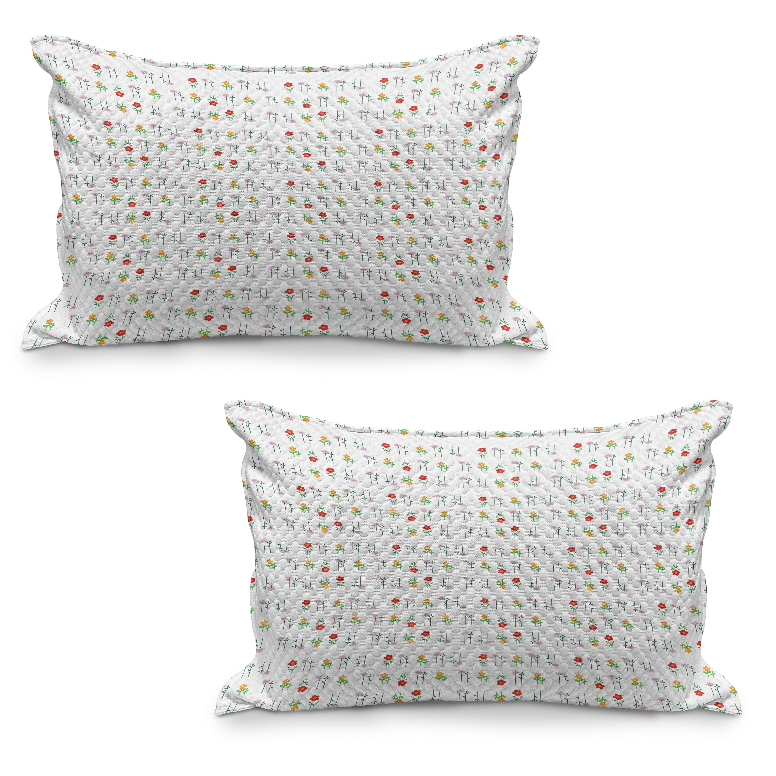 Garden Art Quilted Pillowcover Set of 2, Blossoming Bedding Plants up ...