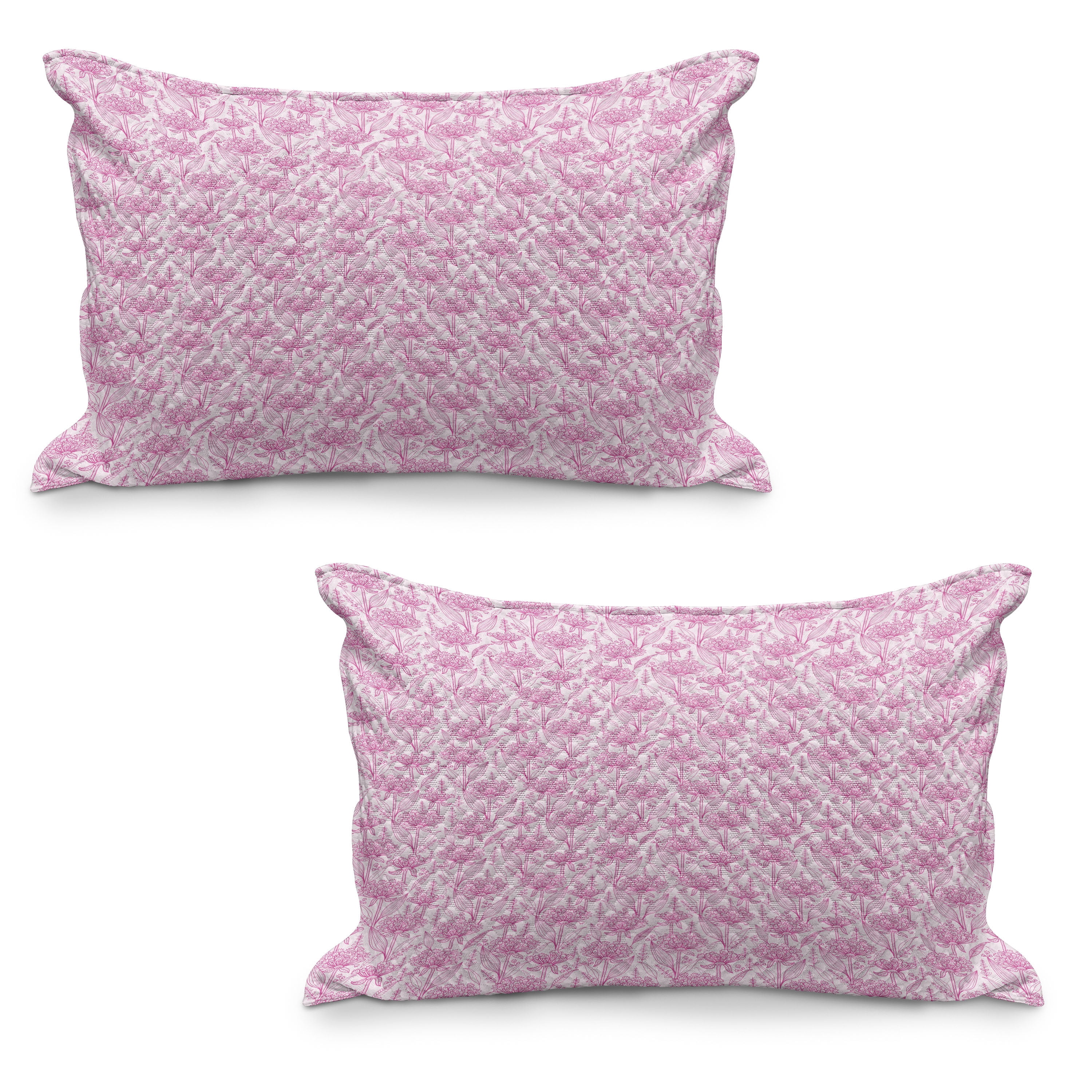 Garden Art Quilted Pillowcover Set of 2, Pastel Colored Line Art ...
