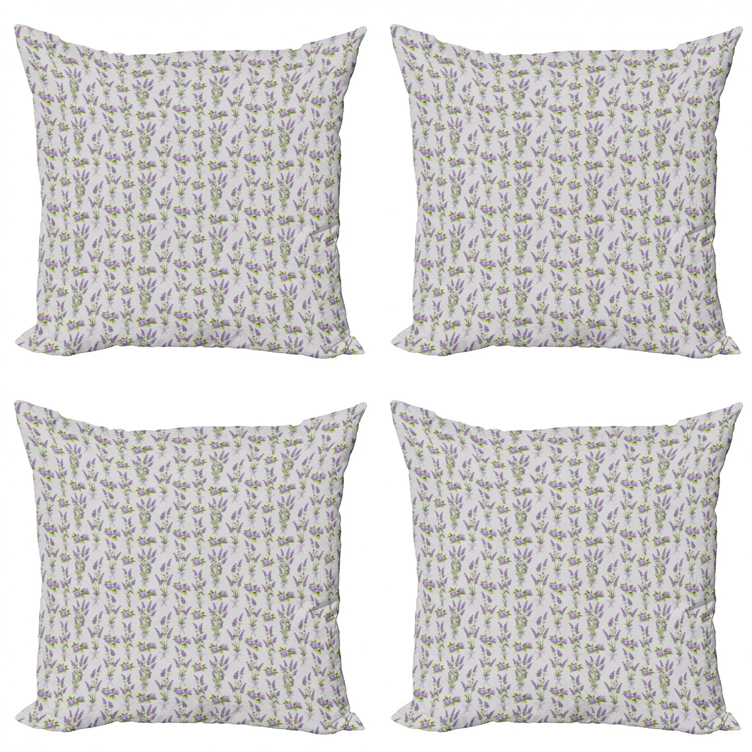 Ambesonne Garden Throw Pillow Cover 4 Pack, Lavender Hydrangea Art, 16 ...