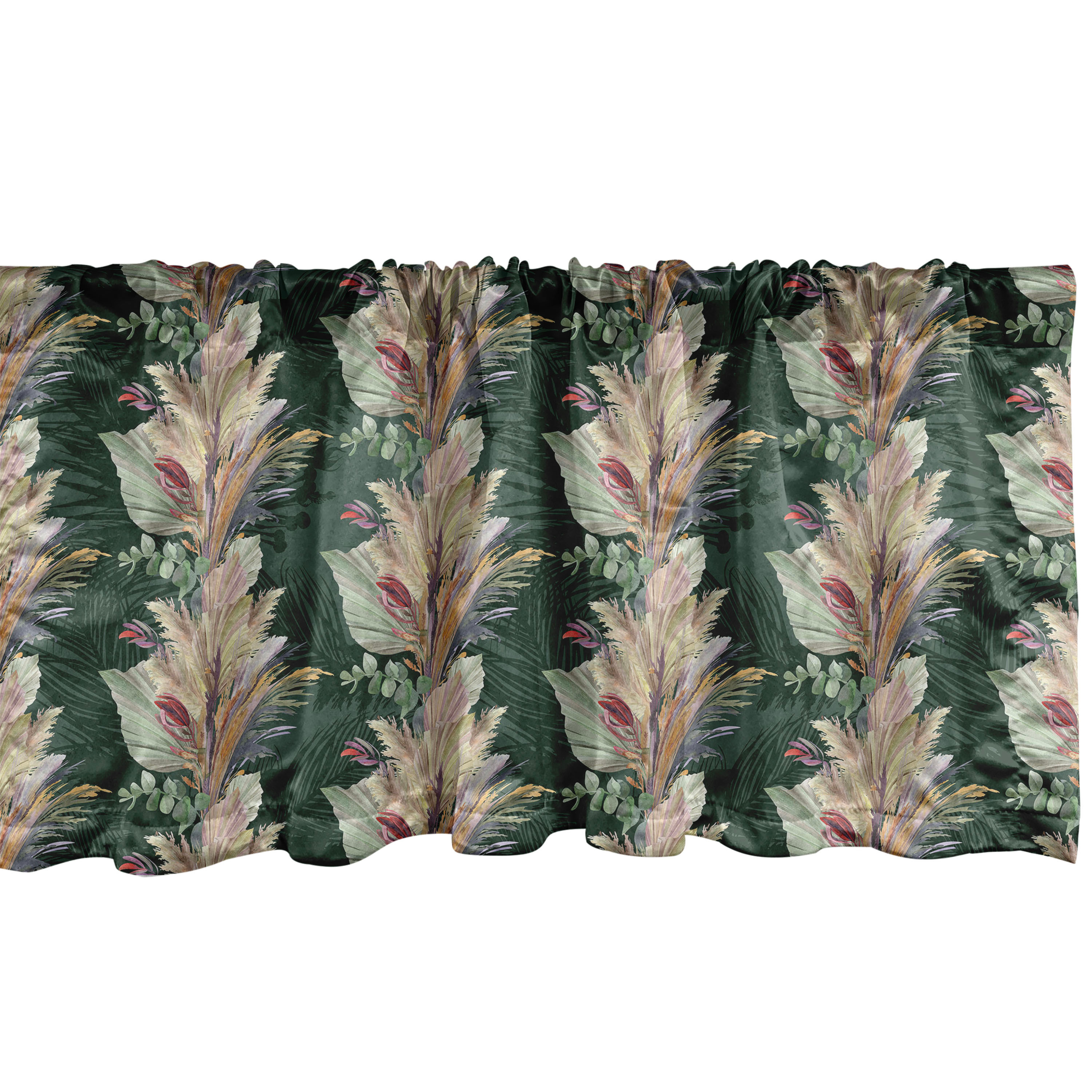 Garden Art Window Valance, Colorful Palm Leaves and Pampas Grass ...