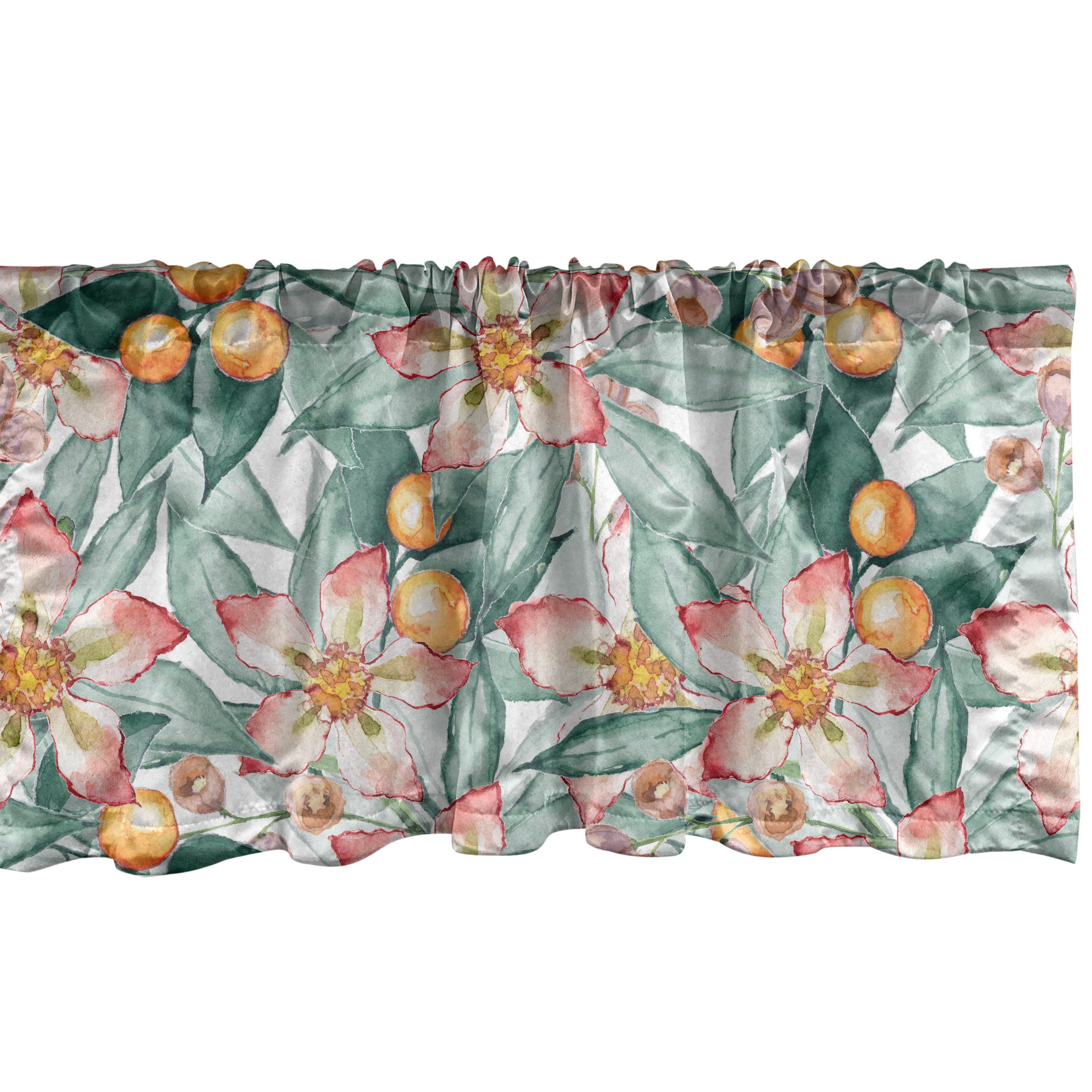Garden Art Window Valance, Watercolor Tangerine Branches Springtime ...