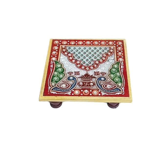 Garden of Arts Floral Art Design Marble Pooja Chowki for God ...