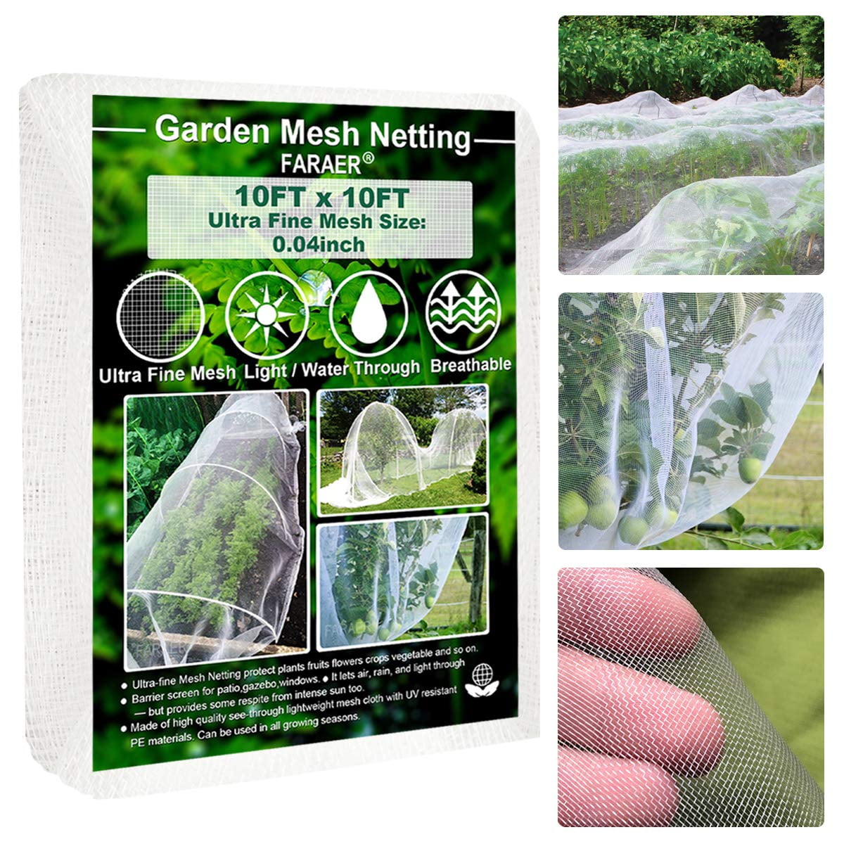 Garden Barrier Netting, Plant Covers 10x10Ft Ultra Fine Mesh Netting ...