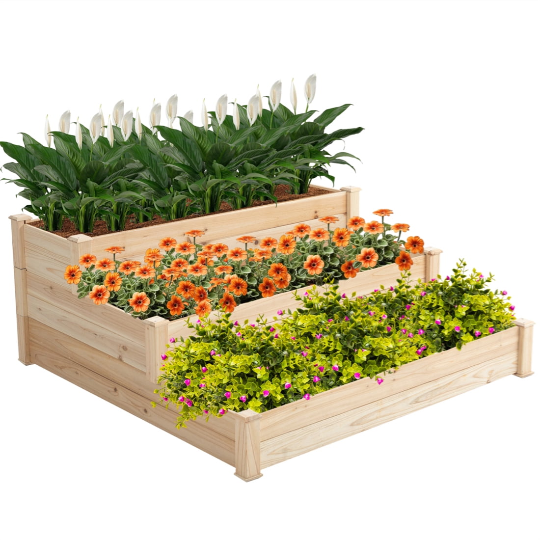 Garden Bed with 3 Tiers Design, Raised Garden Beds Outdoor, Raised Beds ...