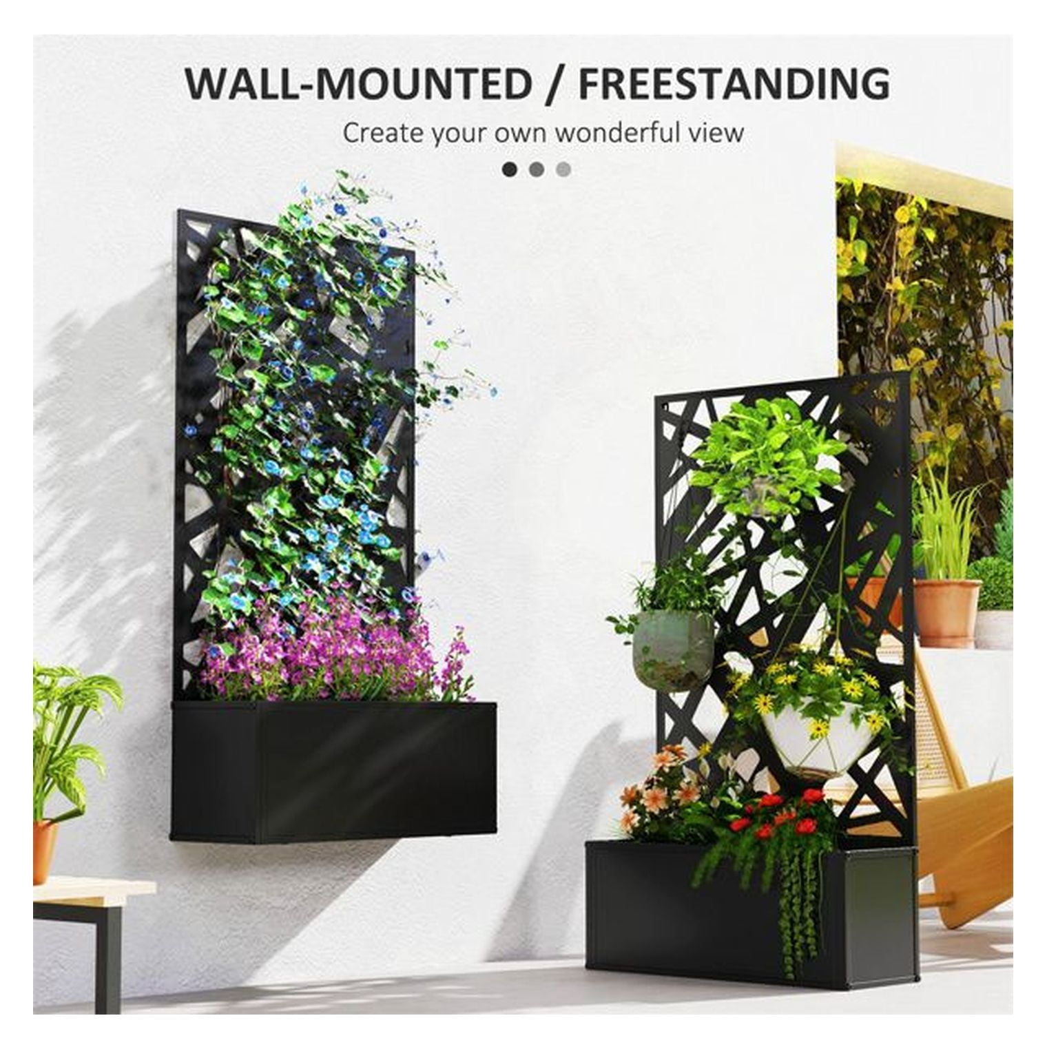 Garden Bed, Galvanized Planter, Garden Bed with Privacy Pan as picture ...