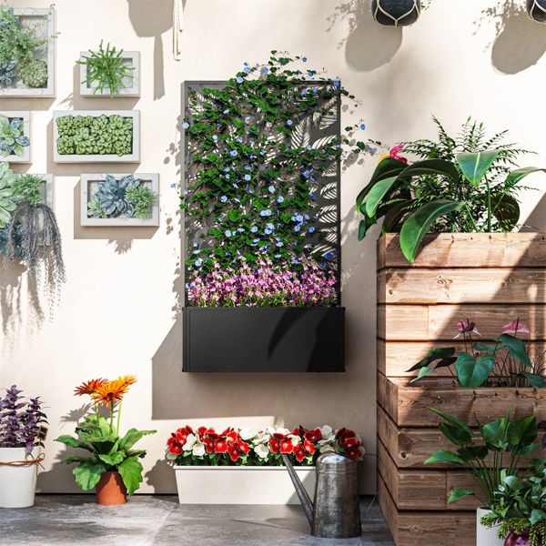 Garden Bed, Galvanized Planter, Garden Bed with Privacy Pan as picture ...