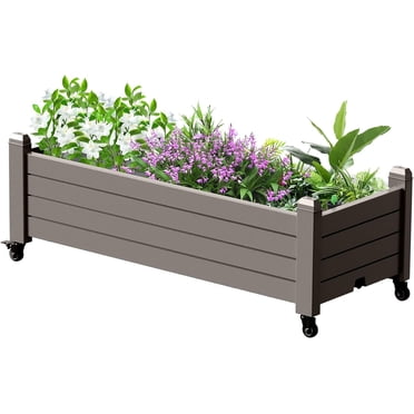 Uforic Large Resin Patio Planter Box,Outdoor Raised Garden Bed Kit with ...