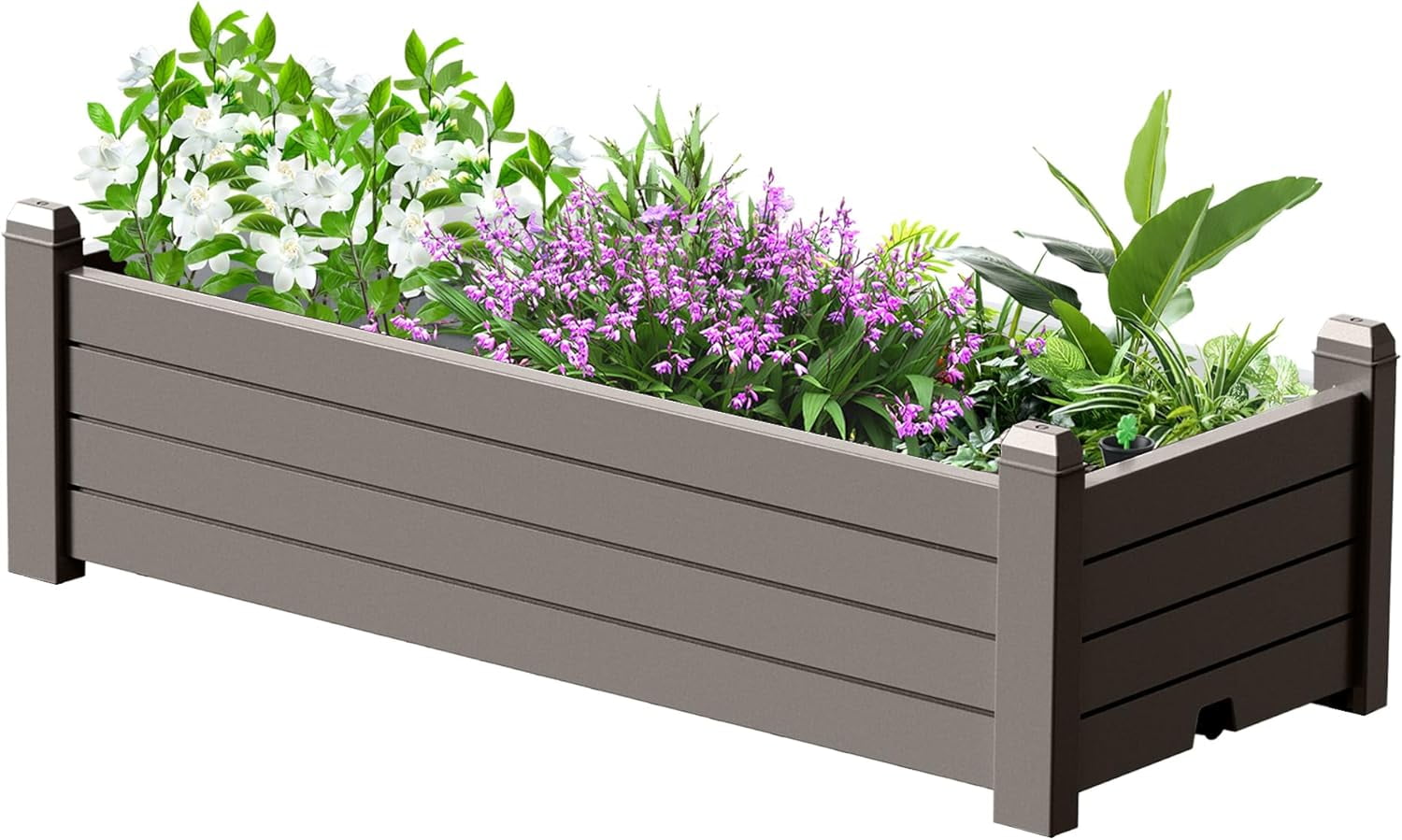 Garden Beds Outdoor,Elevated Planter Box with Lockable Wheels,Resin ...