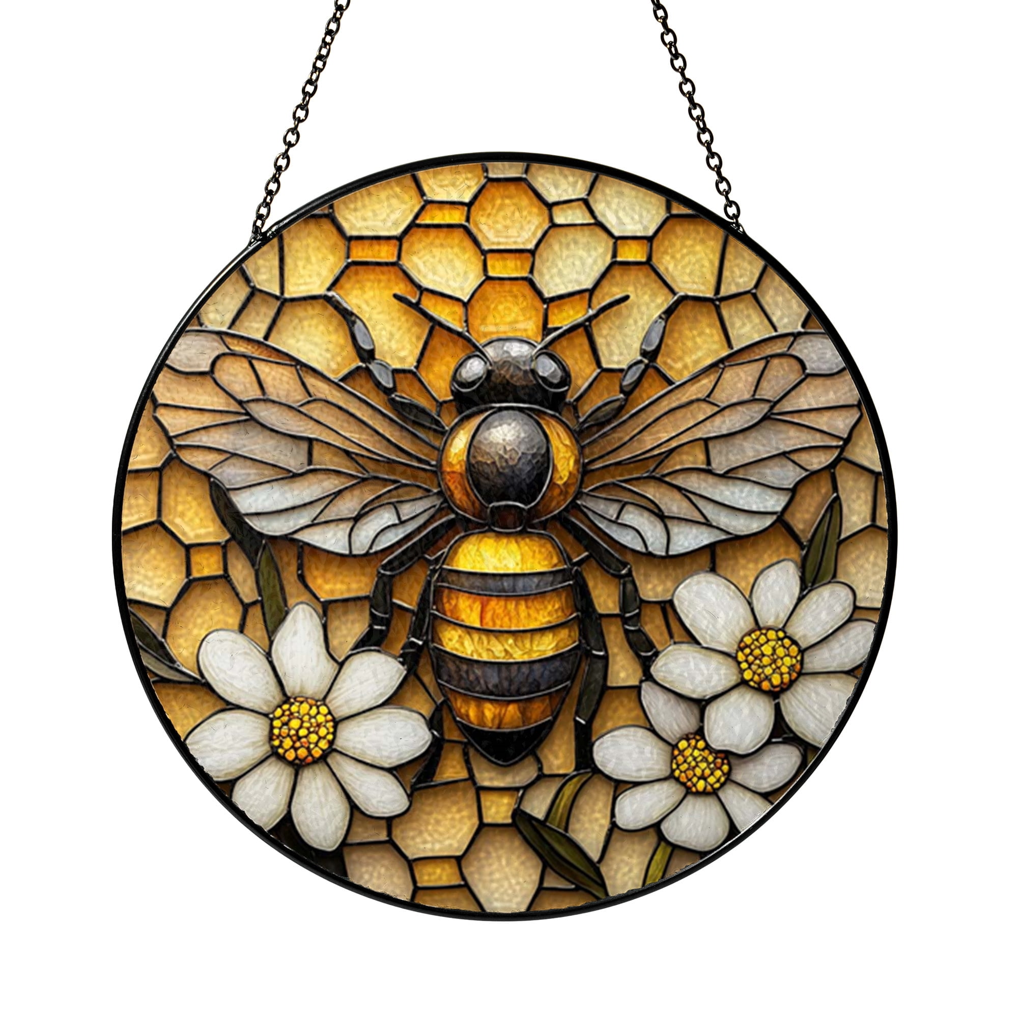 Garden Bee Window Suncatcher – Decorative Glass Style Nature Art ...