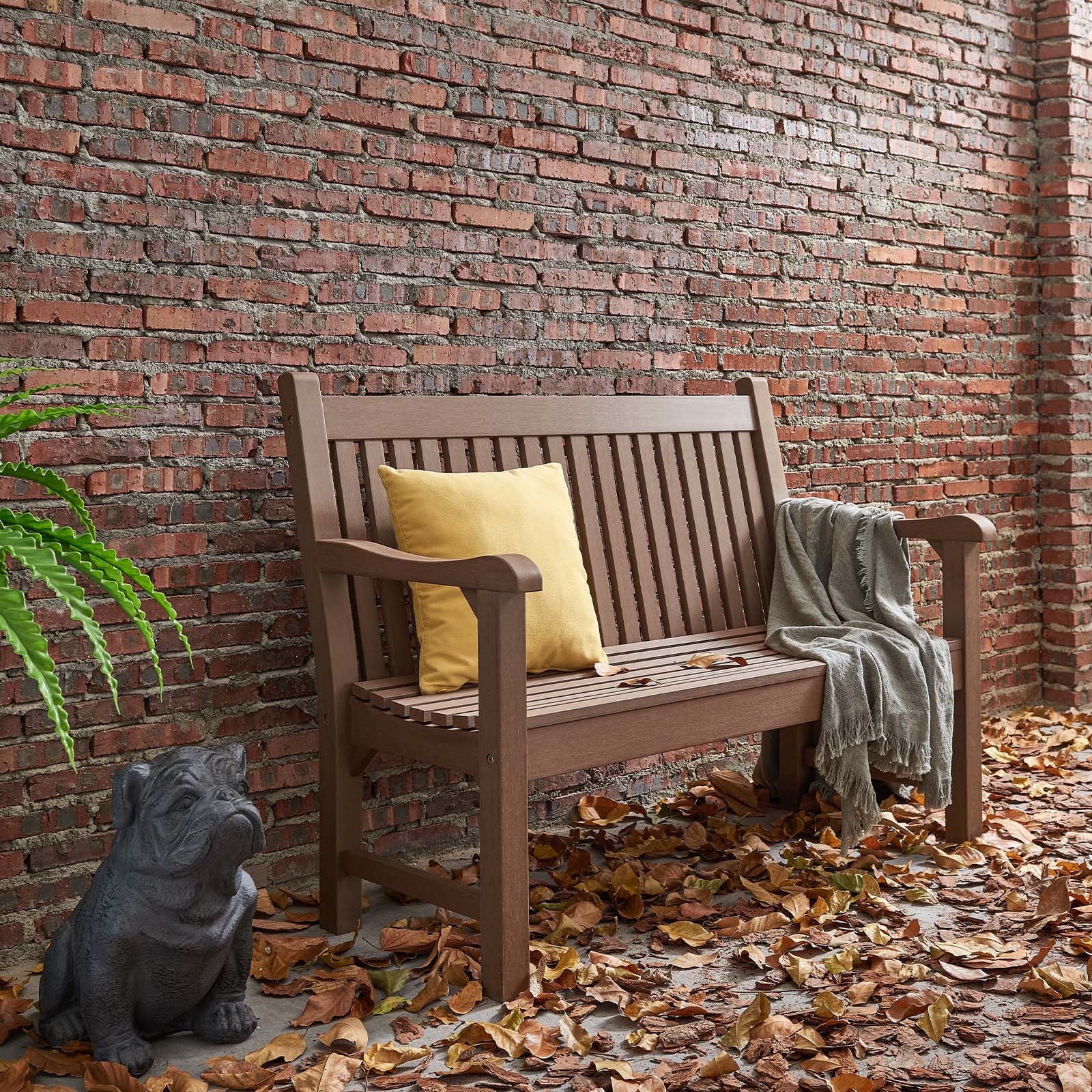 Garden Bench, 2-Person Poly Lumber Patio Bench, All-Weather Outdoor ...