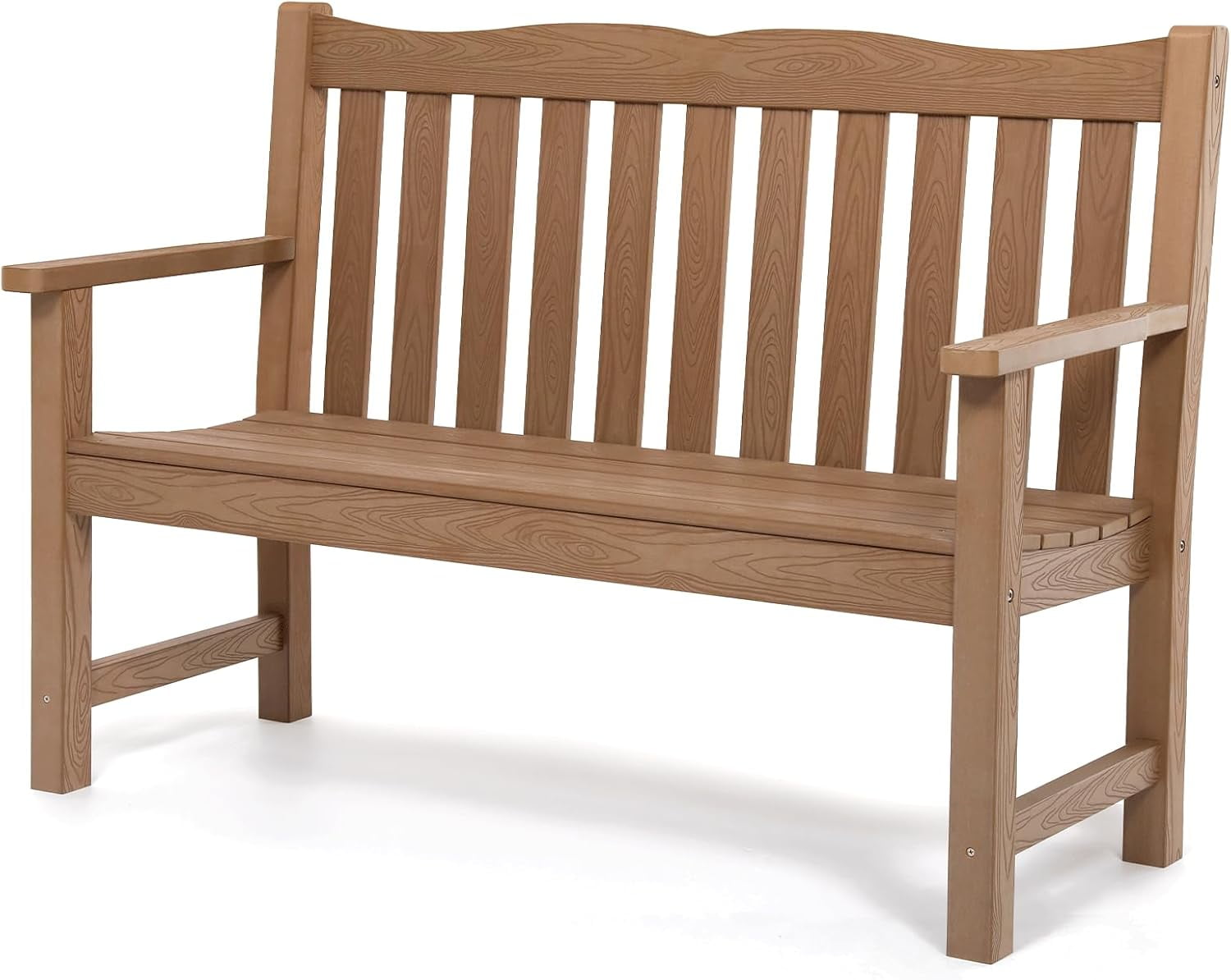 Garden Bench 2-Person White Outdoor Bench All-Weather HIPS Patio Bench ...