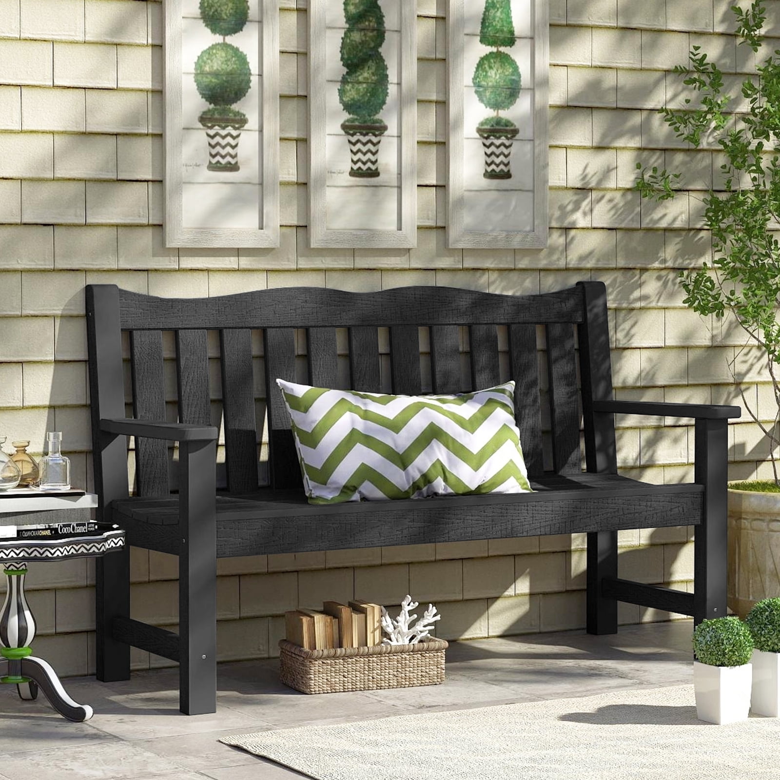 Garden Bench, 49" HIPS 2-Person Outdoor Bench With 800 Lbs Weight ...