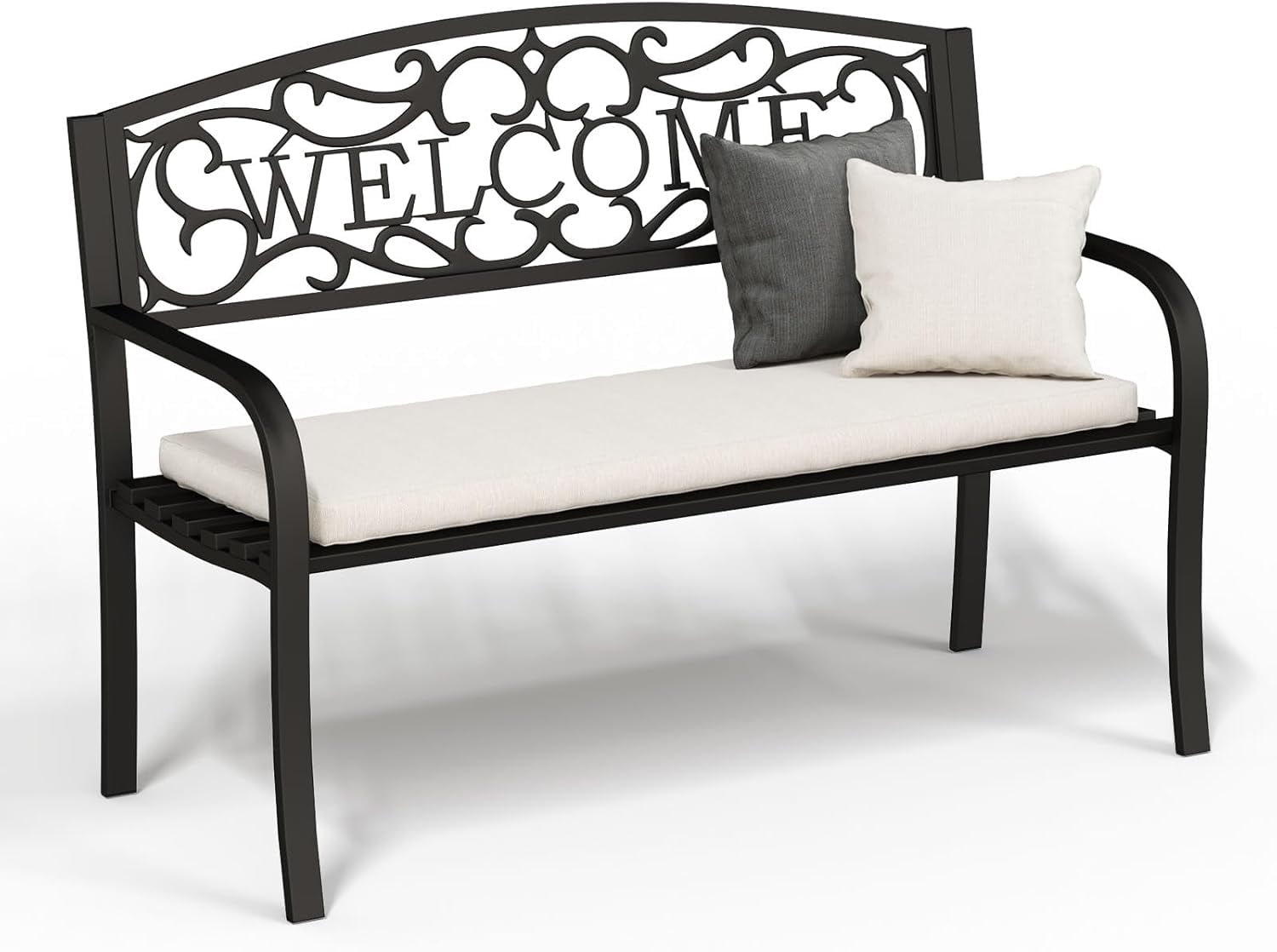 Garden Bench, 660Lbs Heavy-Duty Porch Bench, Weatherproof Metal Outdoor ...
