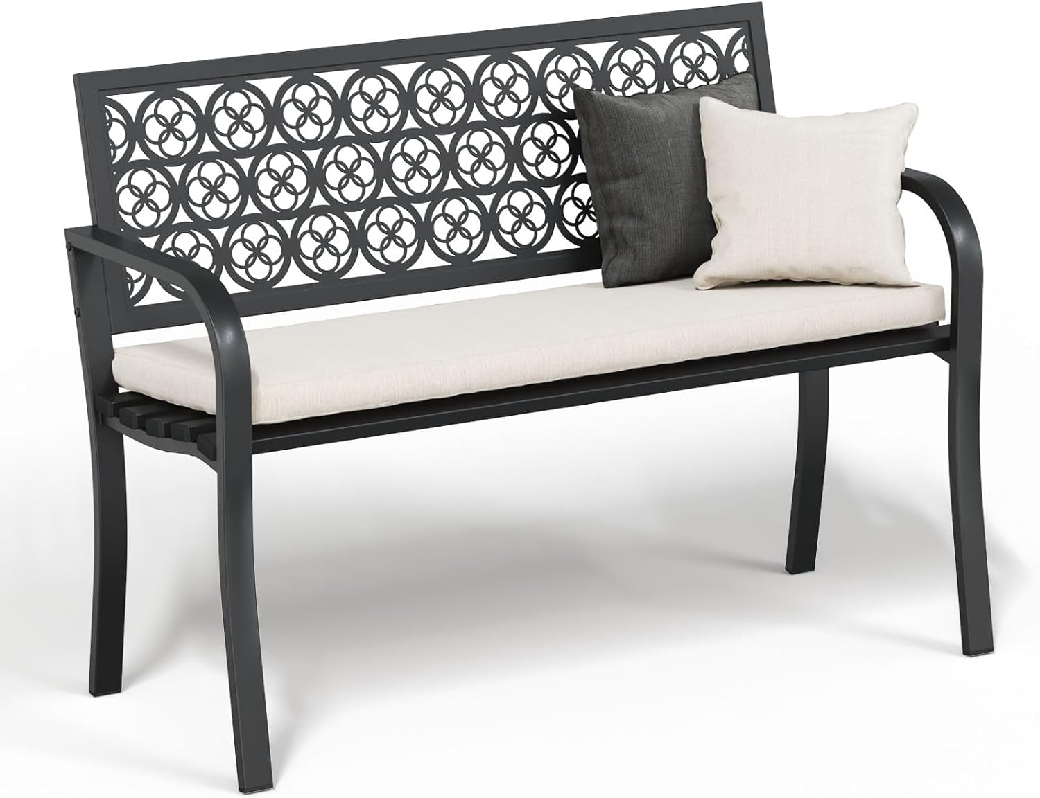 Garden Bench, 660Lbs Heavy-Duty Porch Bench, Weatherproof Metal Outdoor ...