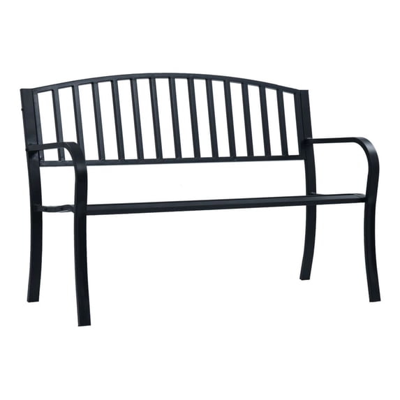 Garden Bench Outdoor, 47.2" Black Steel Patio Bench, Durable ...