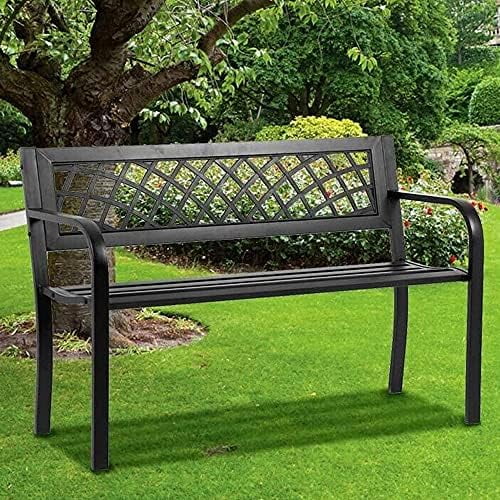 Garden Bench Patio Metal Bench Outdoor Park Benches Sturdy Steel Frame ...