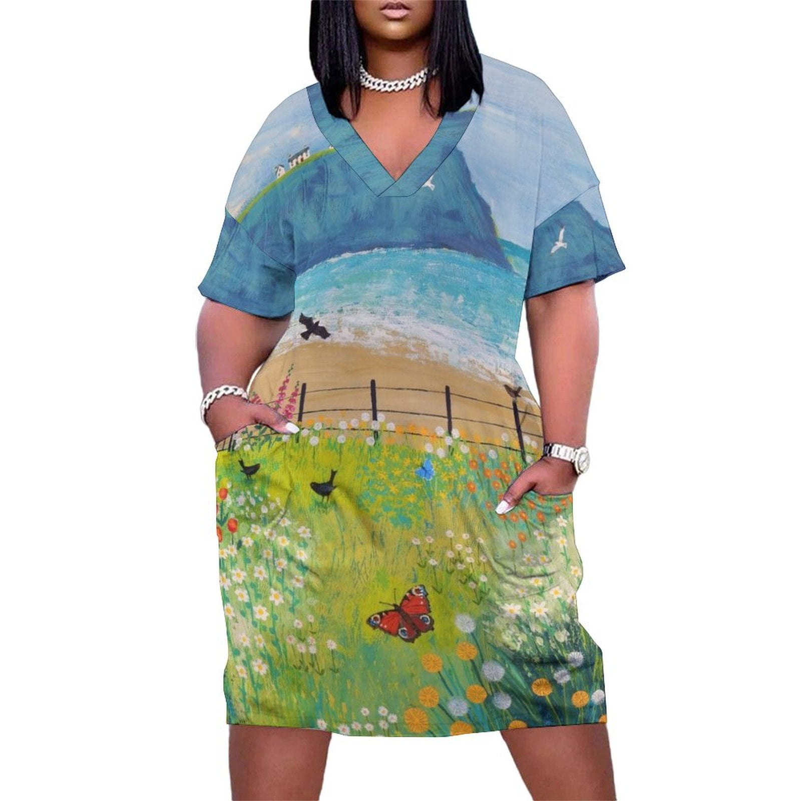 Garden Beside the Sea Loose Pocket Dress dress summer summer woman dress 2024 summer outfits for ...