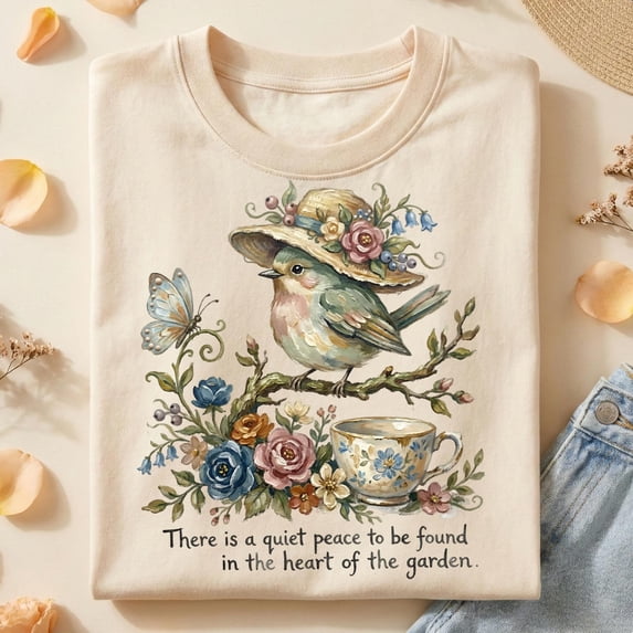 Garden Bird Quote SweatShirt Design, Vintage Cottagecore granny core ...