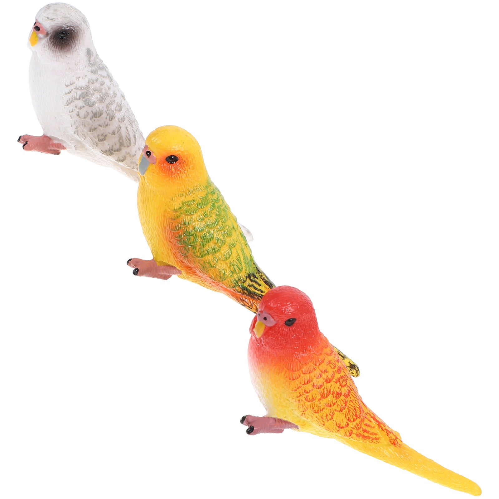 3pcs Miniature Bird Figurines Artificial Parrot Parakeet Cake Topper ...