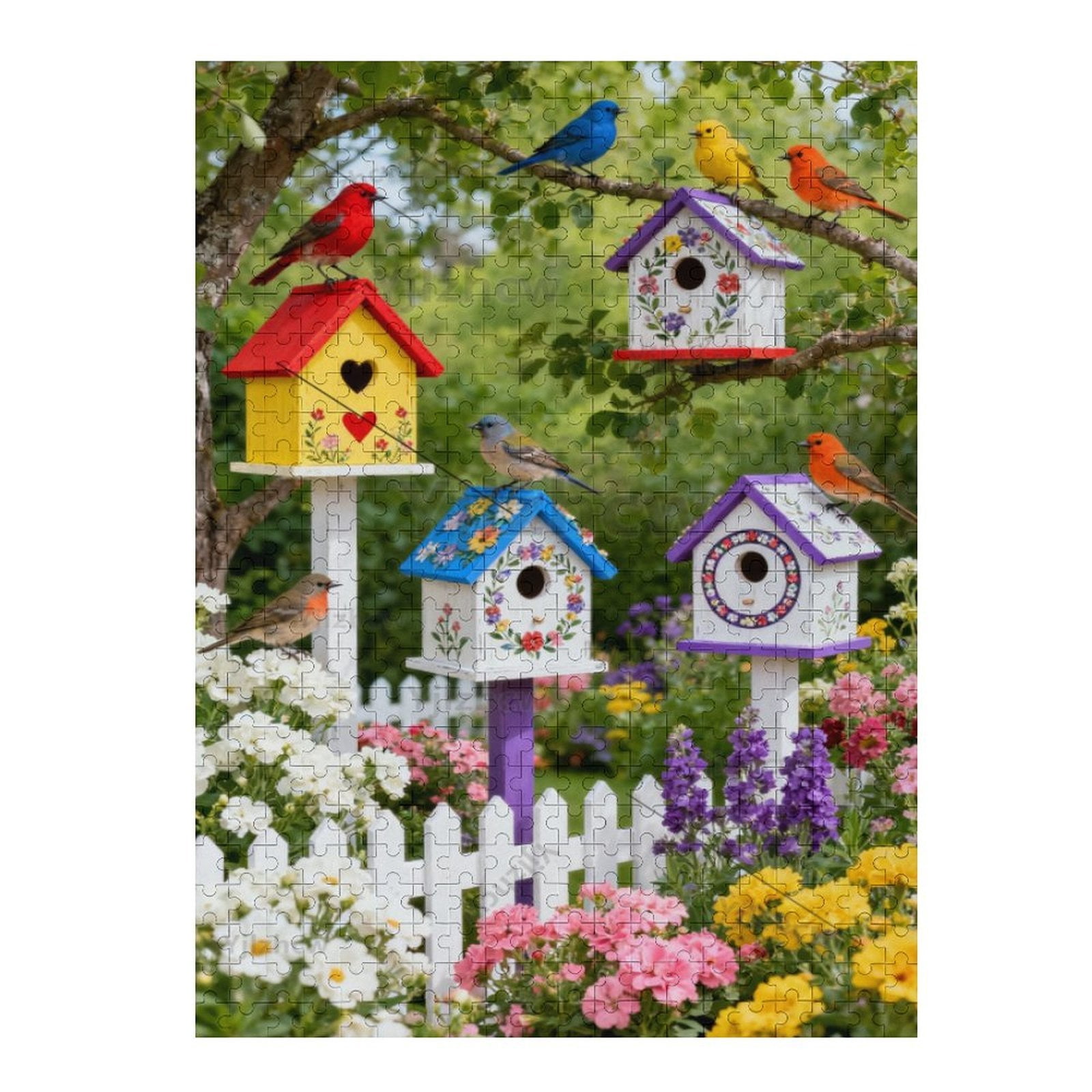 Garden Birds and Floral Birdhouses Wooden Jigsaw Puzzle 1000 Piece ...