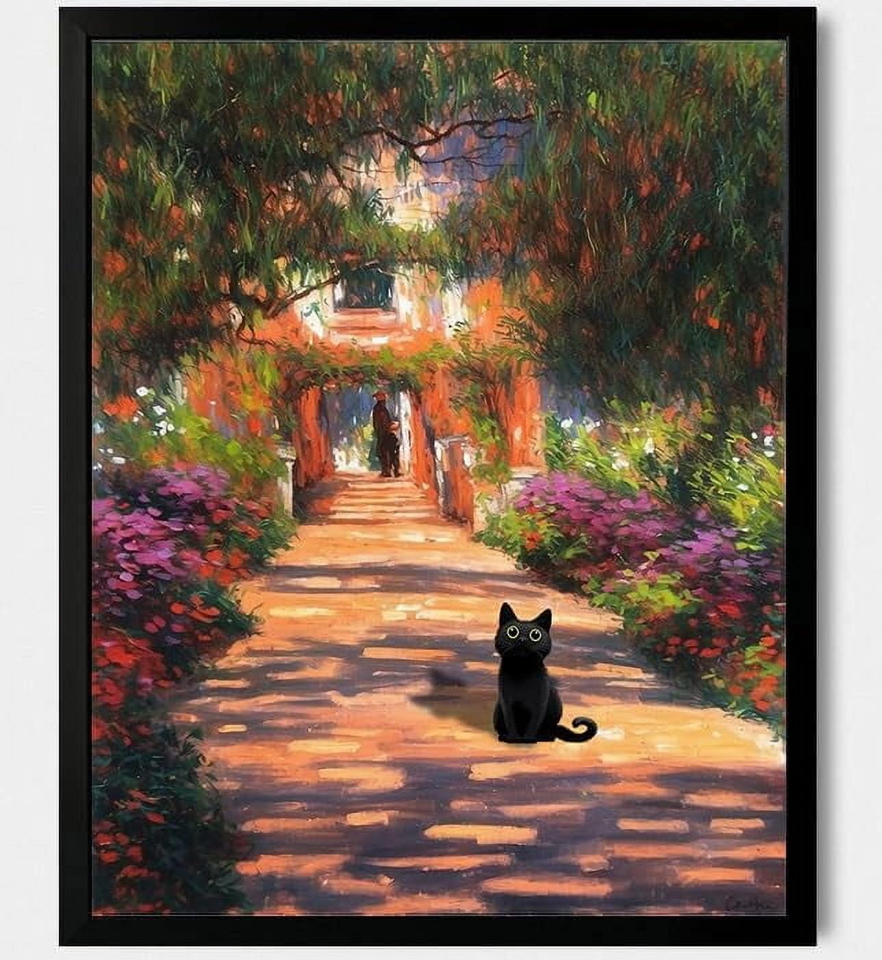 Garden Black Cat Wall Art Pictures Funny Preppy Cat Posters Wall Art ...