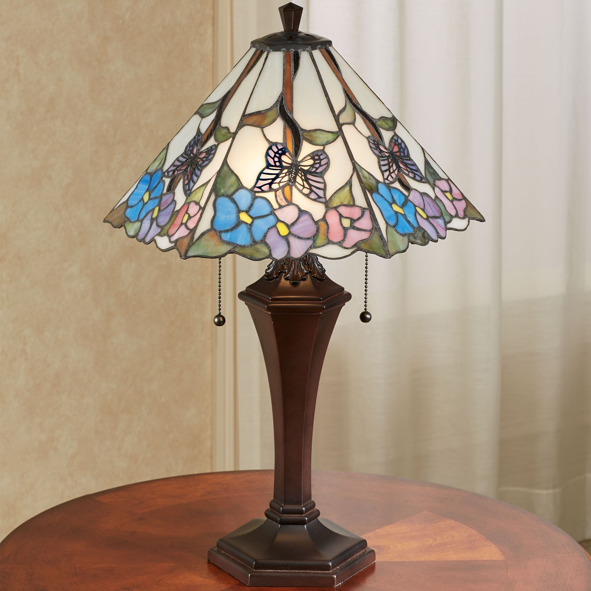 Garden Bliss Floral Stained Glass Table Lamp Multi Pastel - Handcrafted ...