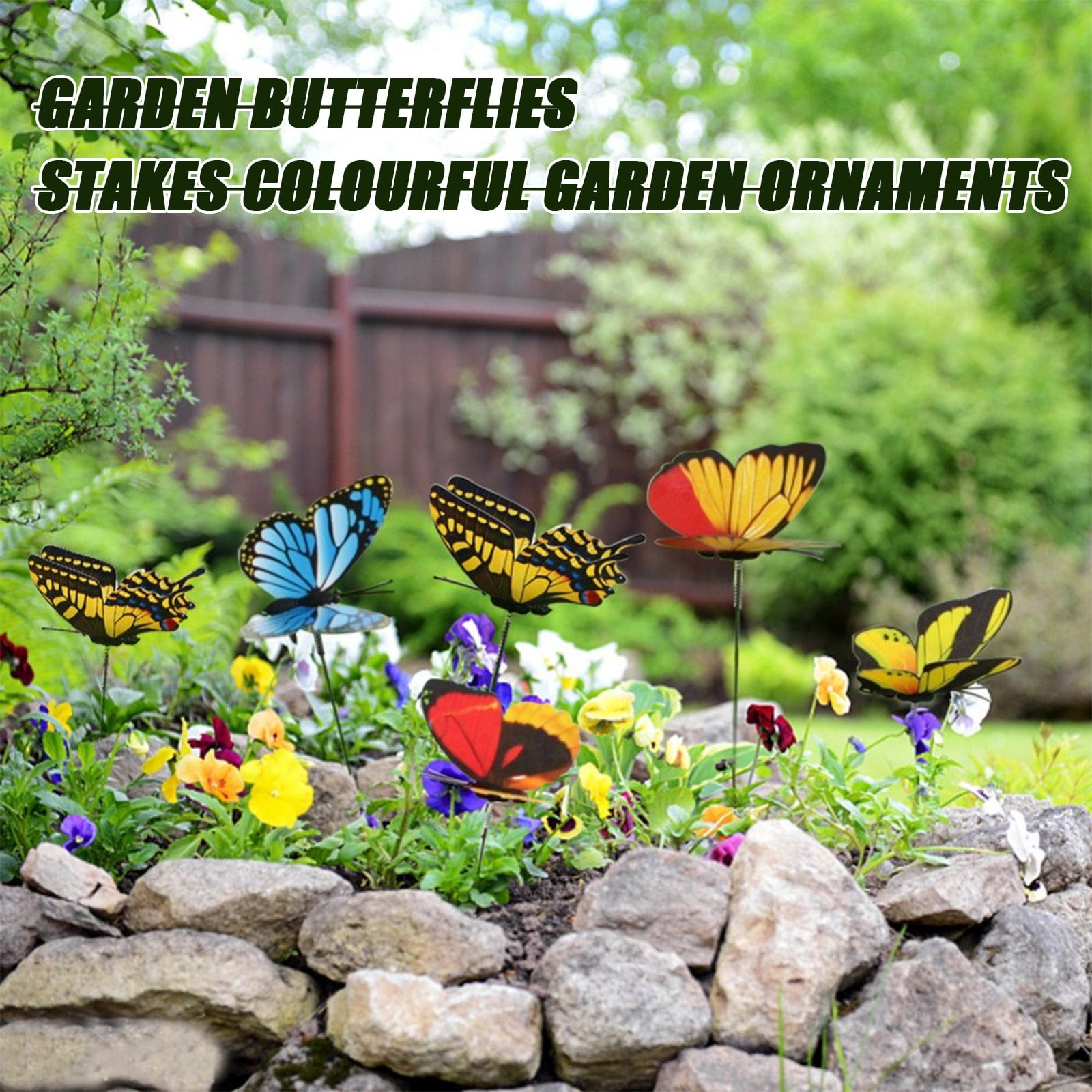 Garden Bliss with Butterflies HIMIWAY Whimsical Outdoor Decor Colorful ...