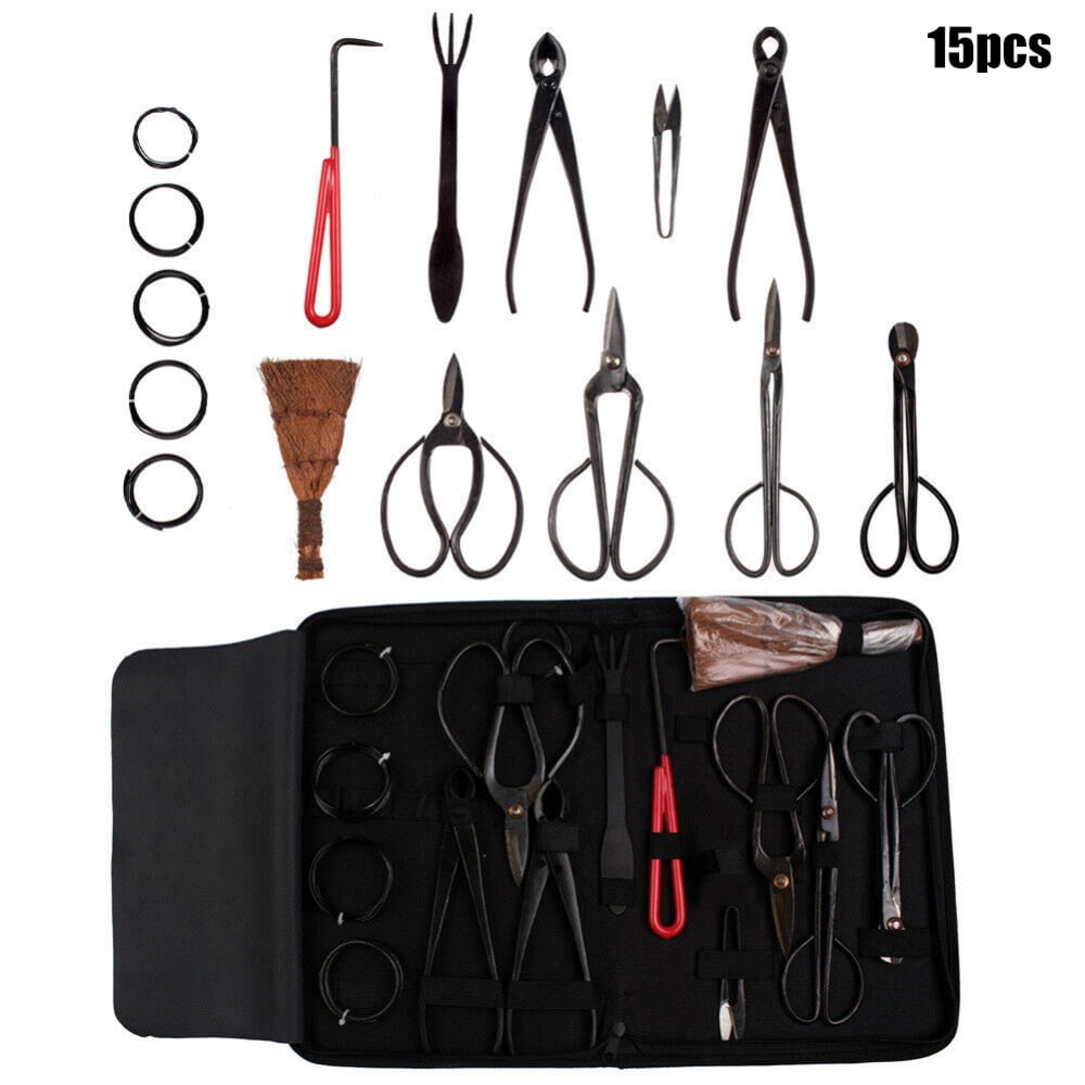 Garden Bonsai Tool Set Carbon Steel Kit Cutter Scissors with Nylon Case ...