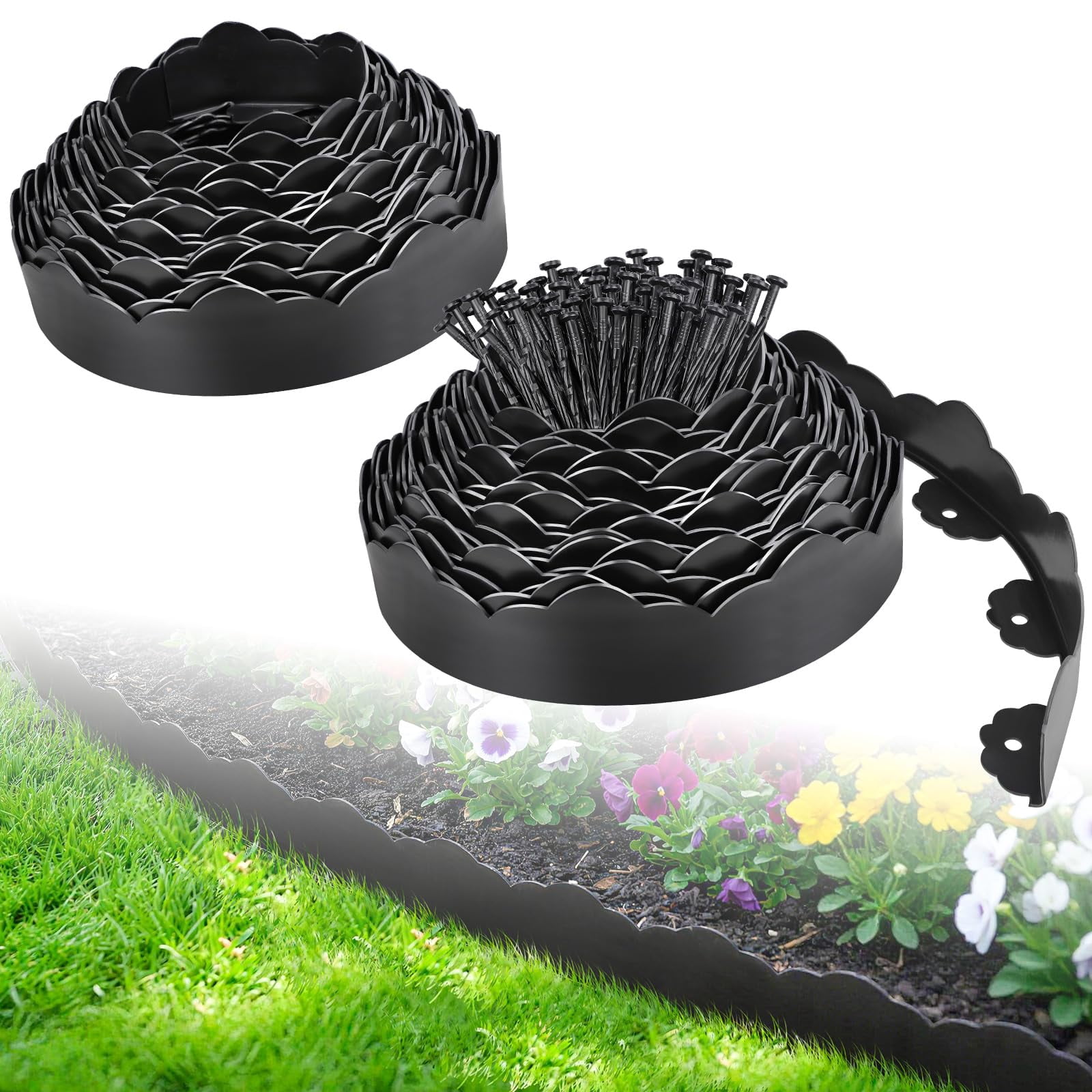 Garden Border Edging 2.8 In x 120 FT Black Landscape Use - Walmart.com