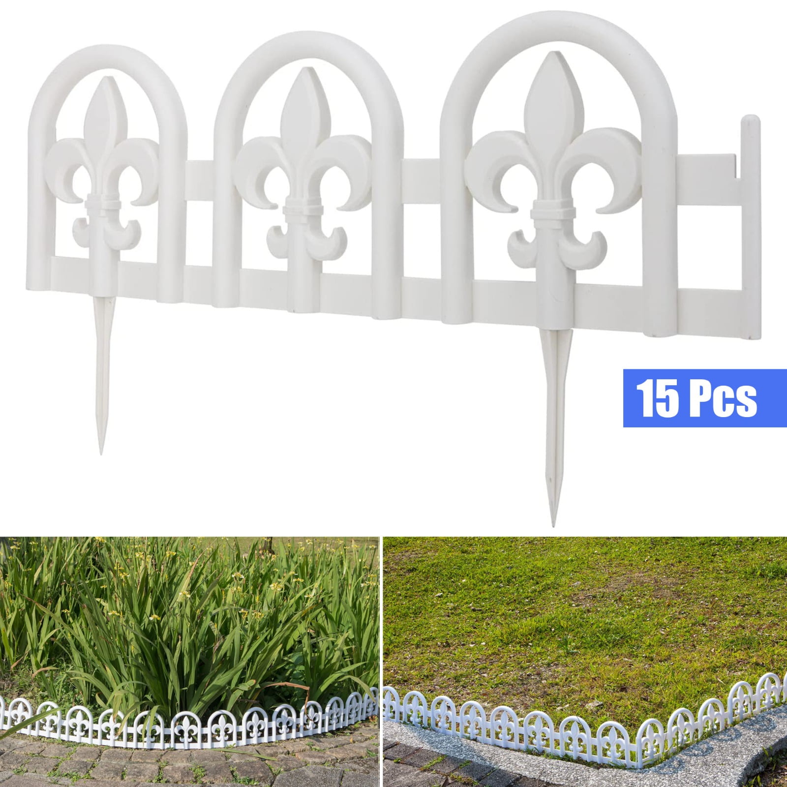 Walmart 15pcs White Plastic Garden Border Edging - Arched Outdoor Lawn ...