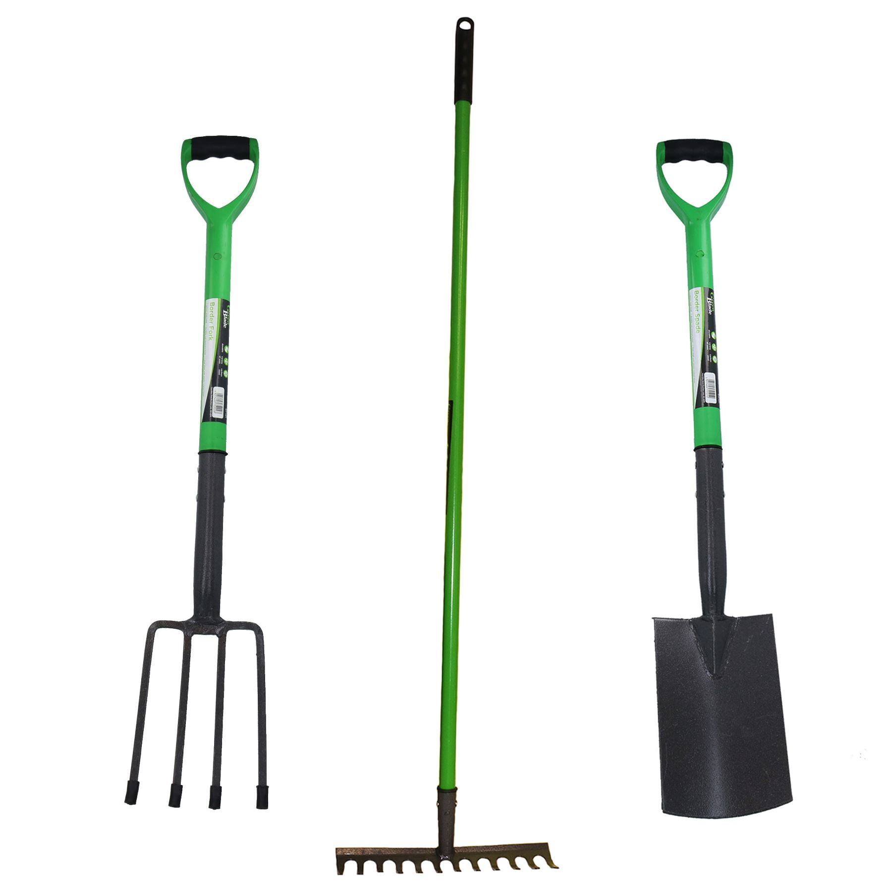 Garden Border Fork Spade Rake Soil Gardeners Carbon Steel PVC Handles ...