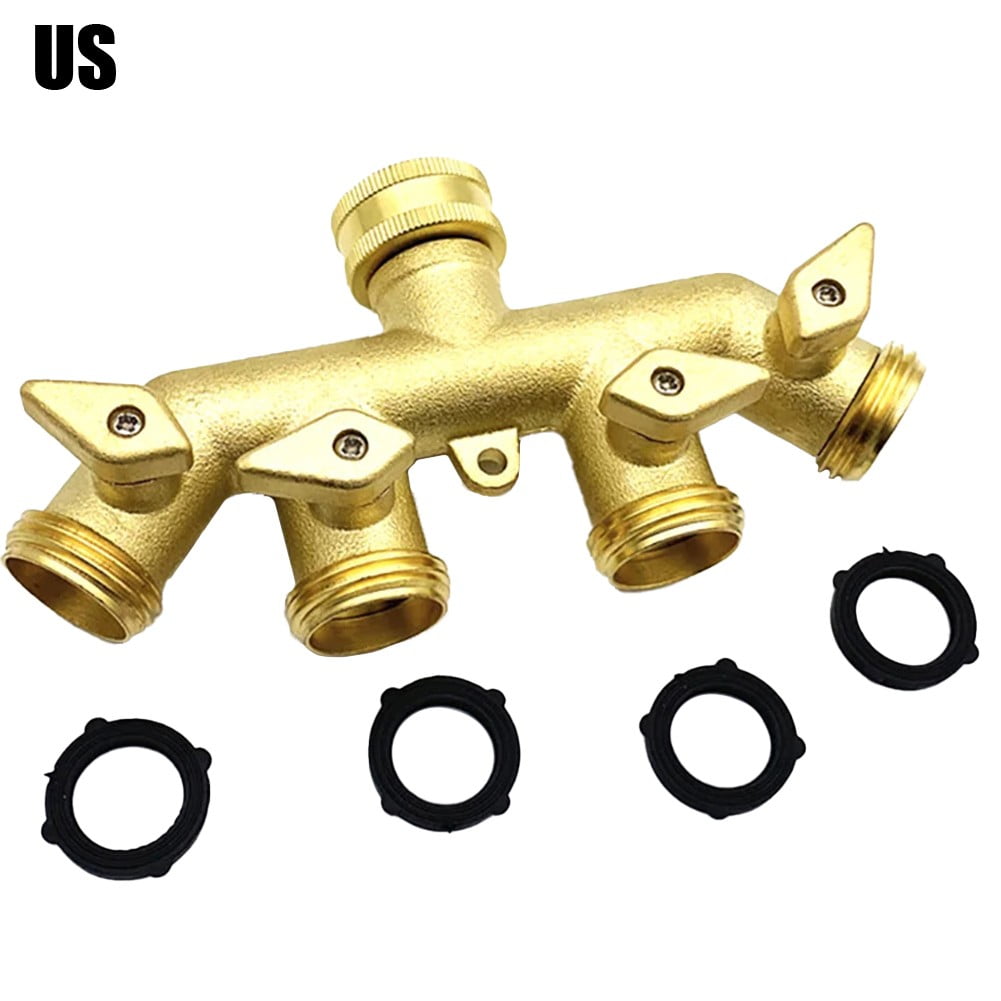 Garden Brass Four-way Ball Valve Hose Connector for Outdoor Tap with 4 ...