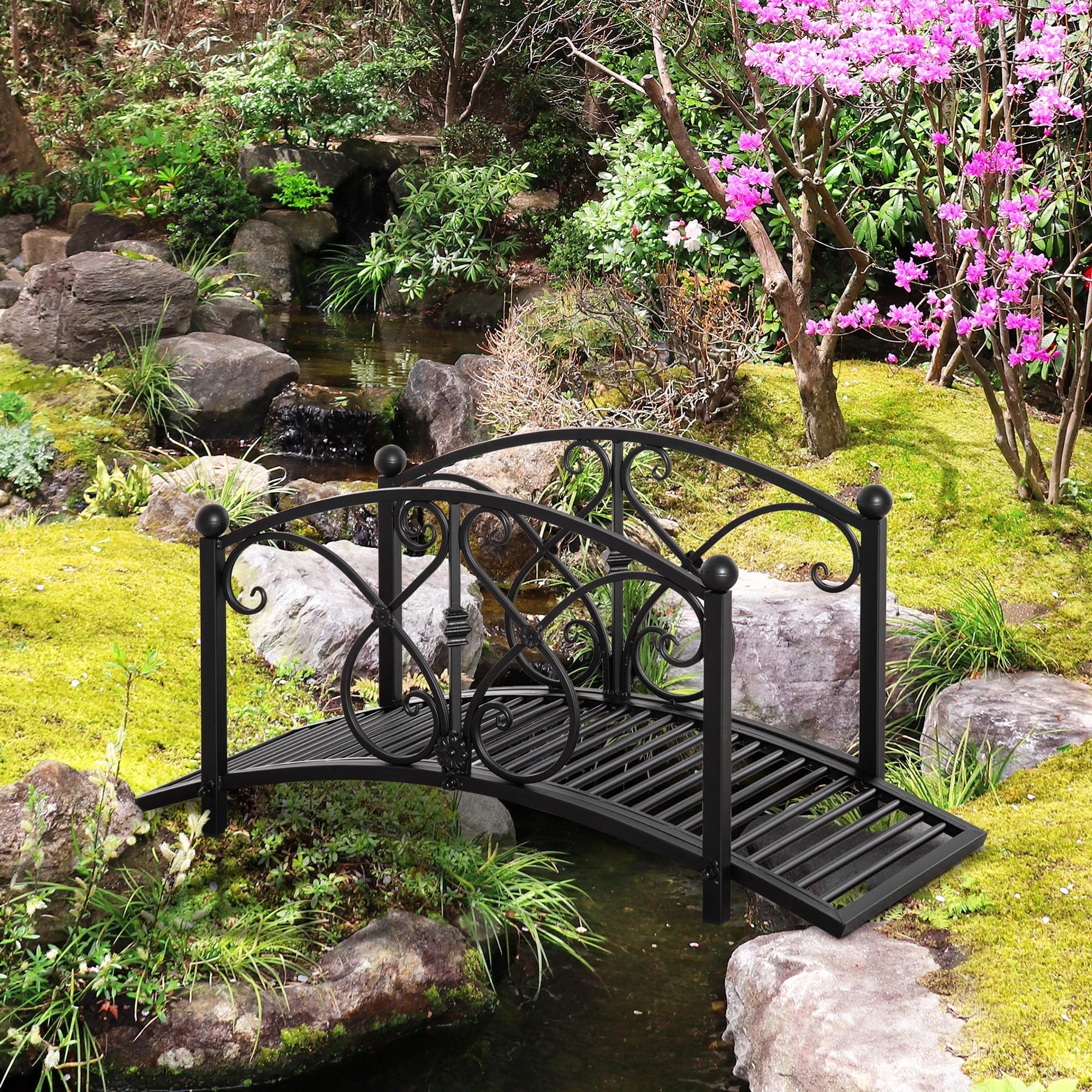 Garden Bridge 3.3FT, Decorative Classic Backyard Pond Bridge with ...
