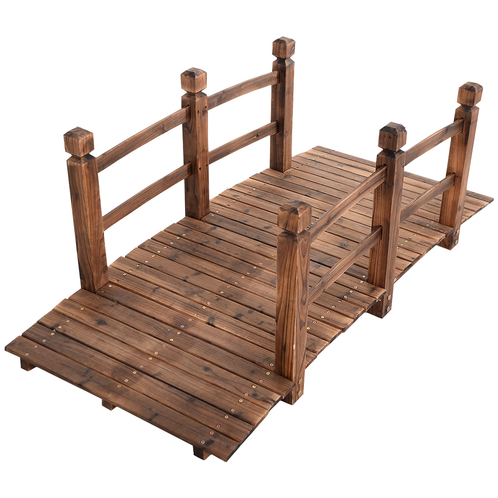 Garden Bridge 5FT Wooden Arc Footbridge, Outdoor Decorative Landscaping ...