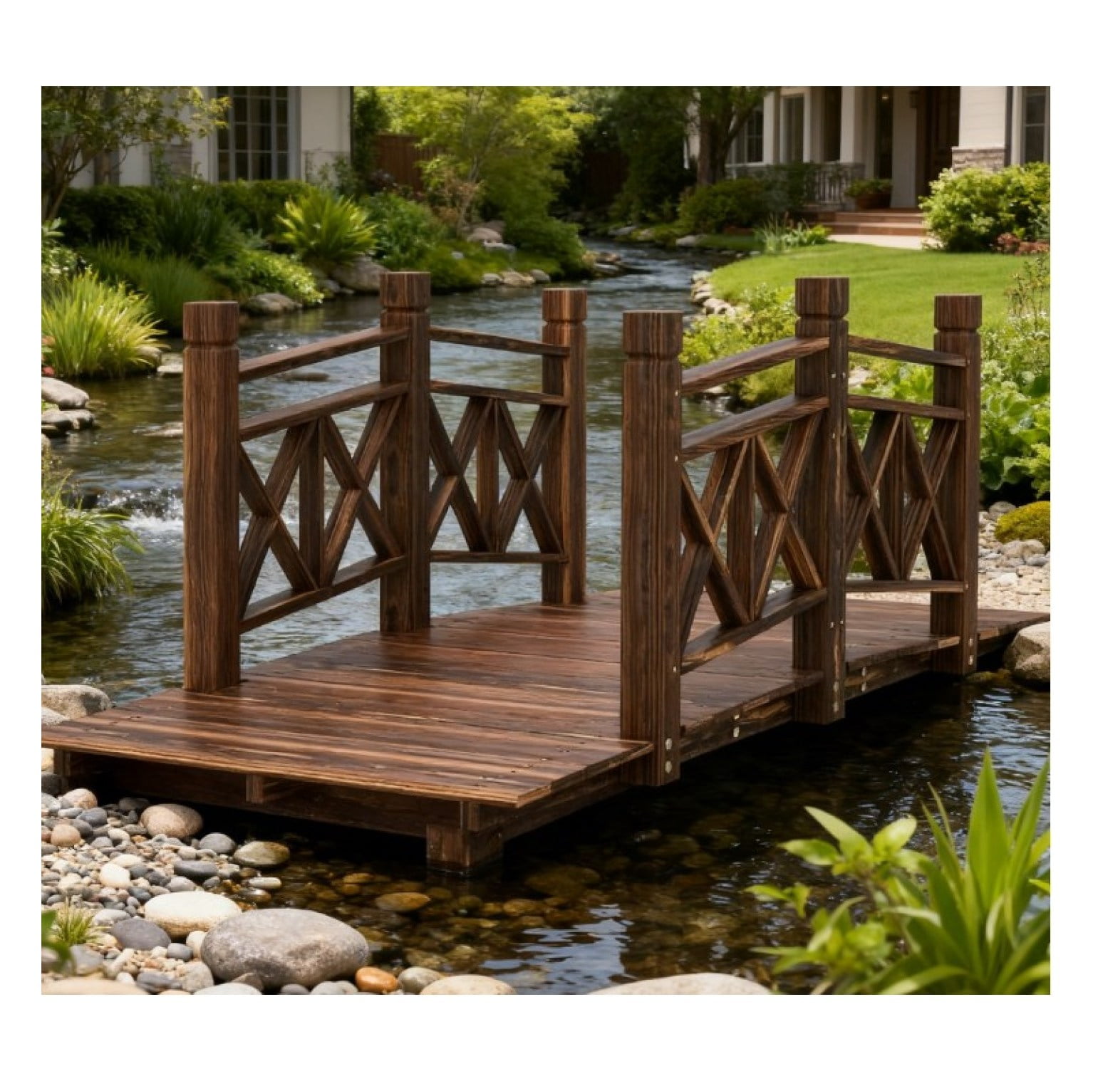 Garden Bridge,Wooden Garden Bridge Footbridge for Backyard Ponds ...