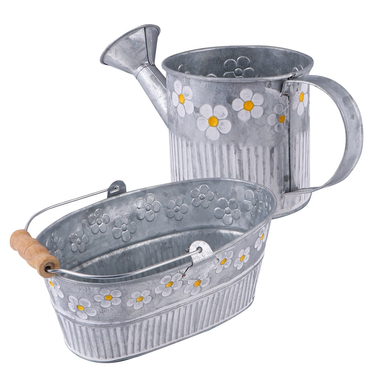 MOKKHNB Iron Pail Silver 2Pcs 8.26x3.54x3.54 Inch - Walmart.com