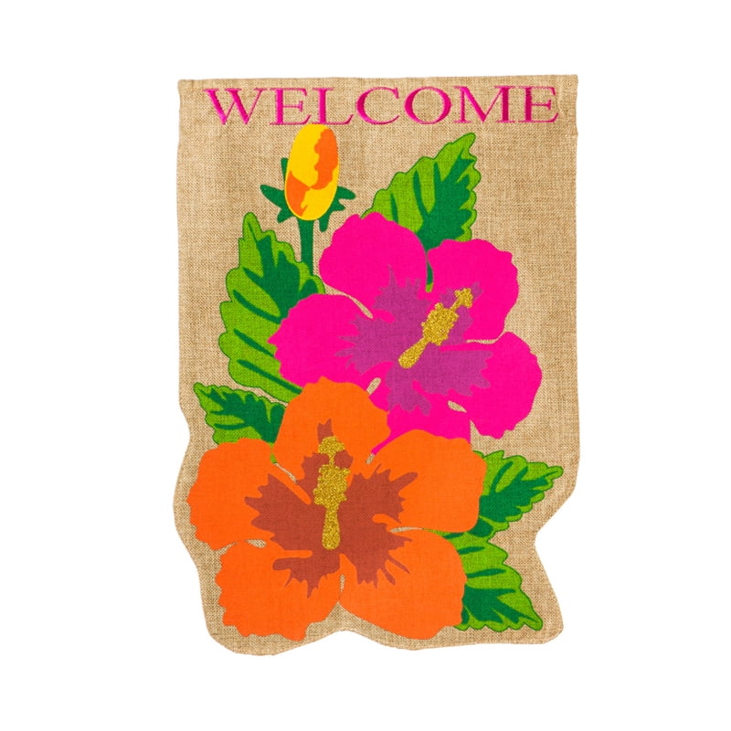 Evergreen Burlap Garden Flag - Tropical Flowers - Walmart.com