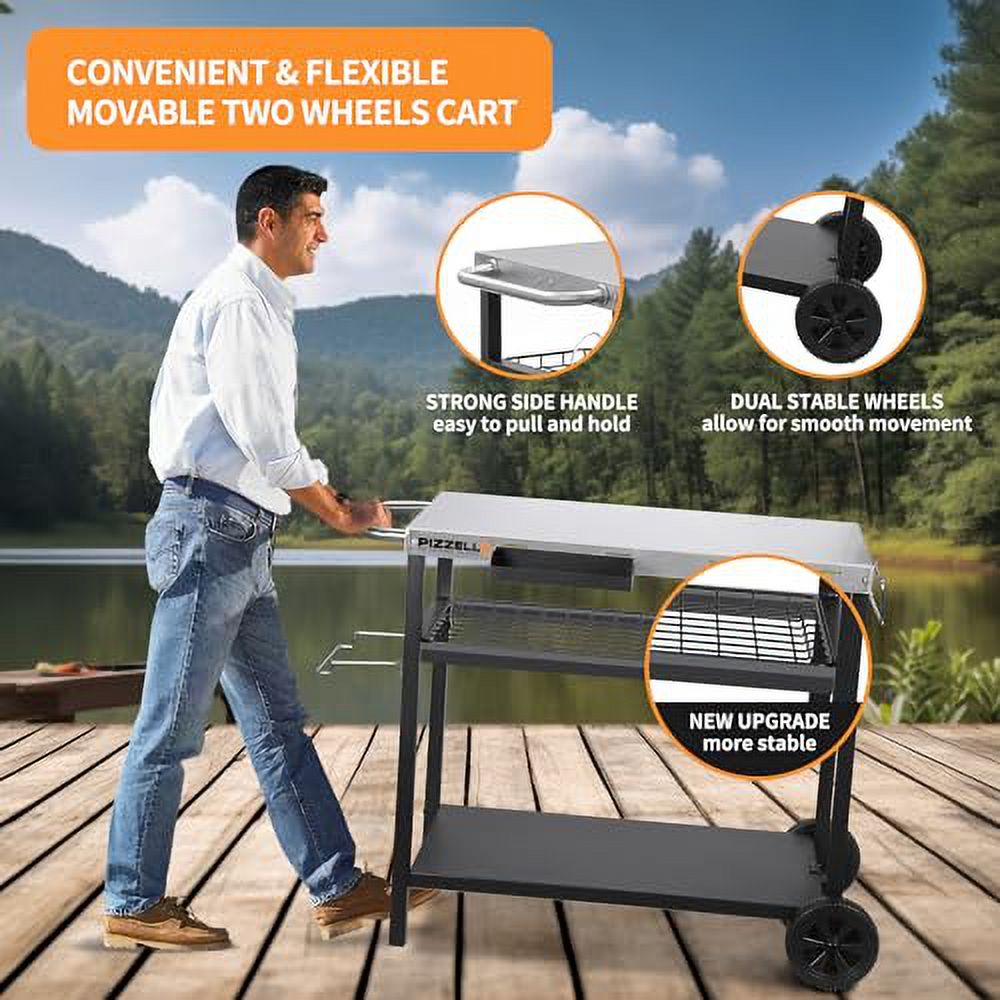 Garden Cart 3 Layers Grill Cart for Outdoor Kitchen Food Prep Worktable ...