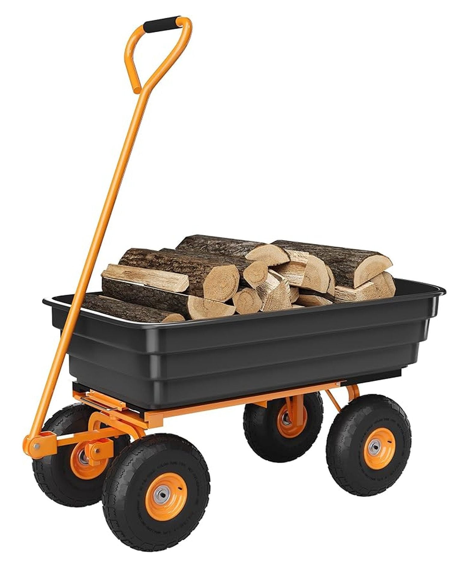 Garden Cart 4 Cu.Ft 600Lbs, Heavy Duty Dump Wagon Wheelbarrow, 4 Wheel ...