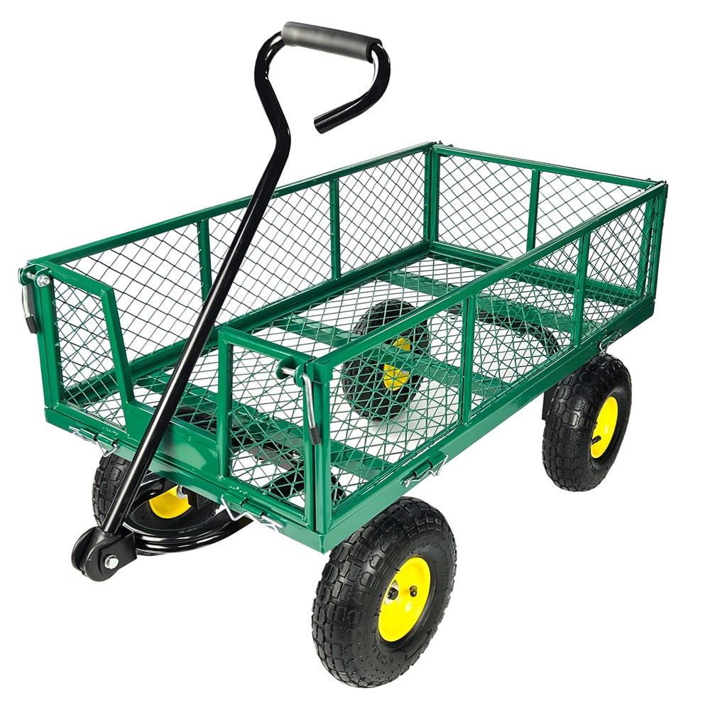Garden Cart, 880 lbs Capacity Heavy Duty Metal Wagon Cart with 180 ...