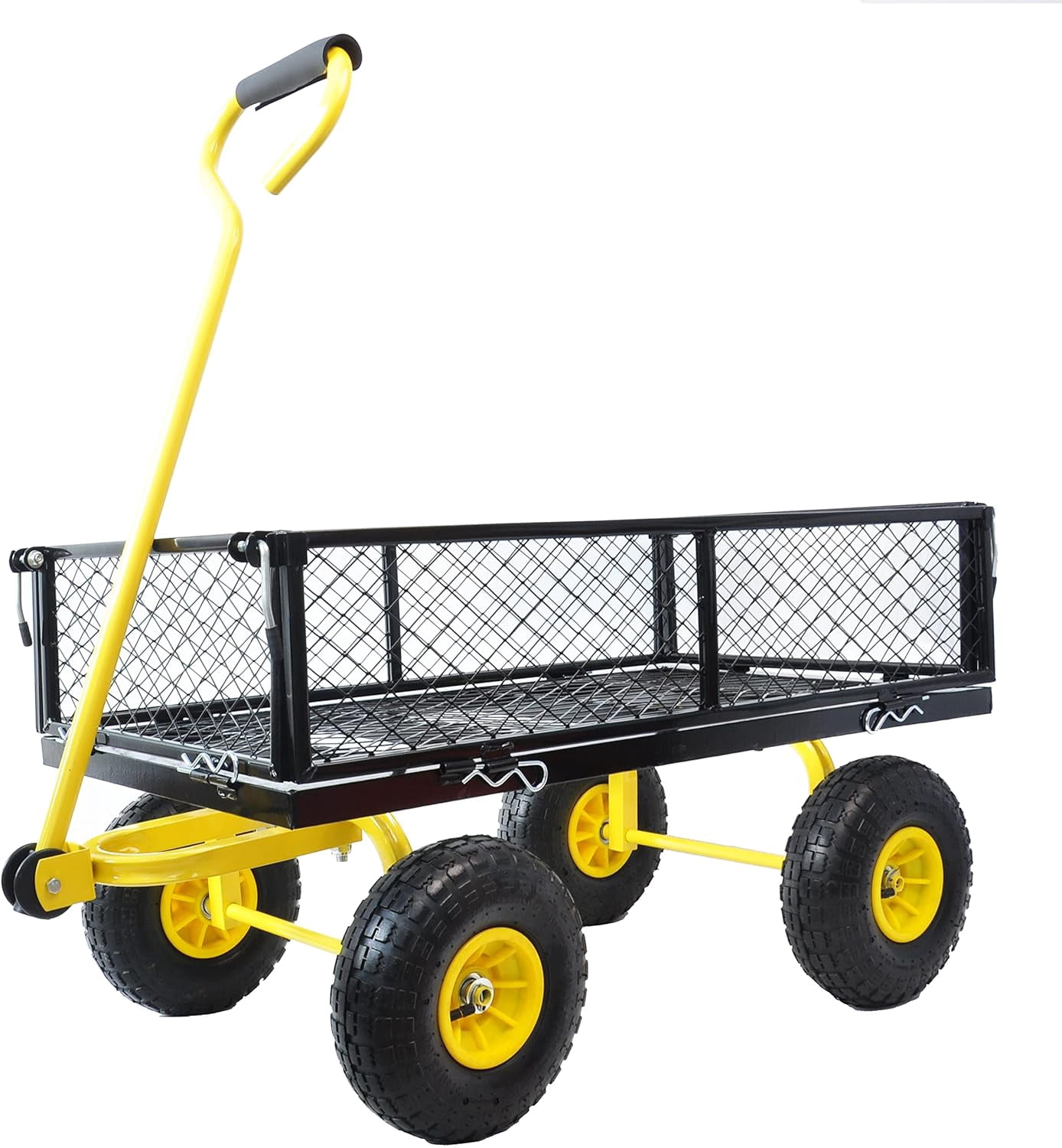 Garden Cart Heavy Duty 600 lbs Capacity Metal Mesh Wagon with Removable ...