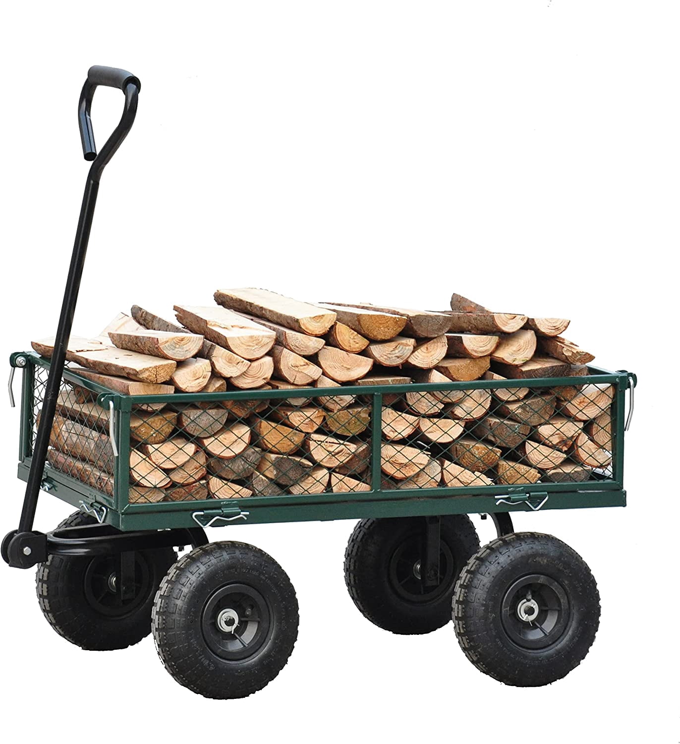 Garden Cart Heavy Duty 600 lbs Capacity Metal Mesh Wagon with Removable ...
